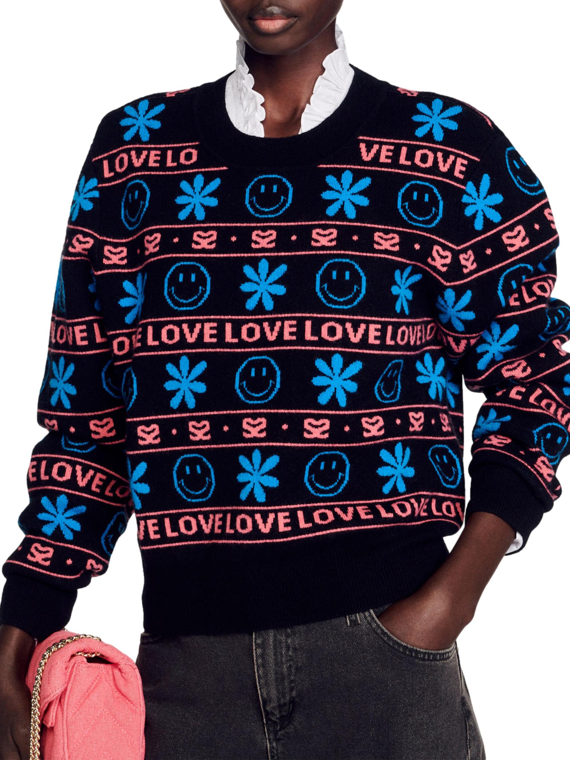 Shop Sandro Smiley Jacquard Sweater | Saks Fifth Avenue