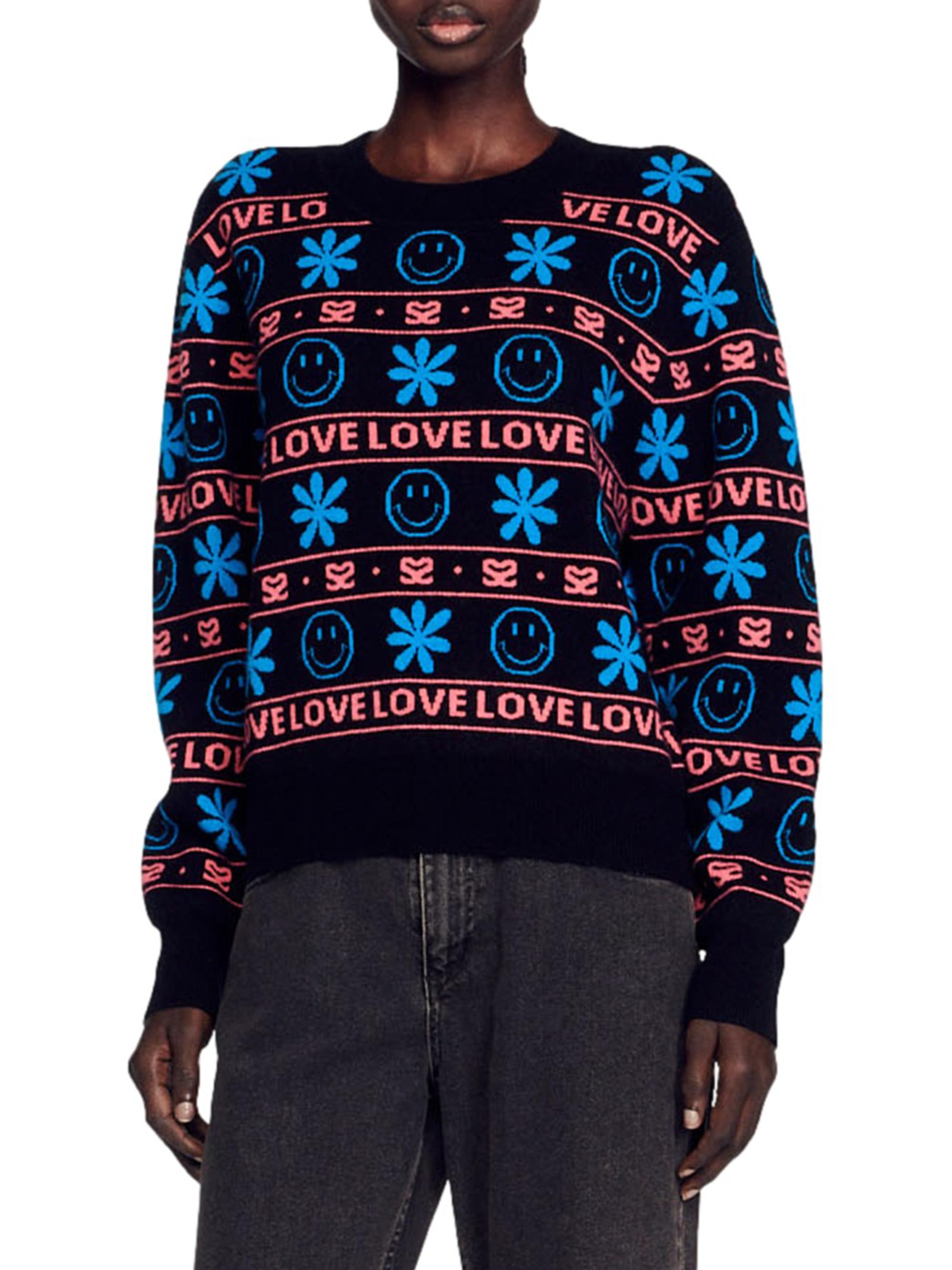 Shop Sandro Smiley Jacquard Sweater | Saks Fifth Avenue