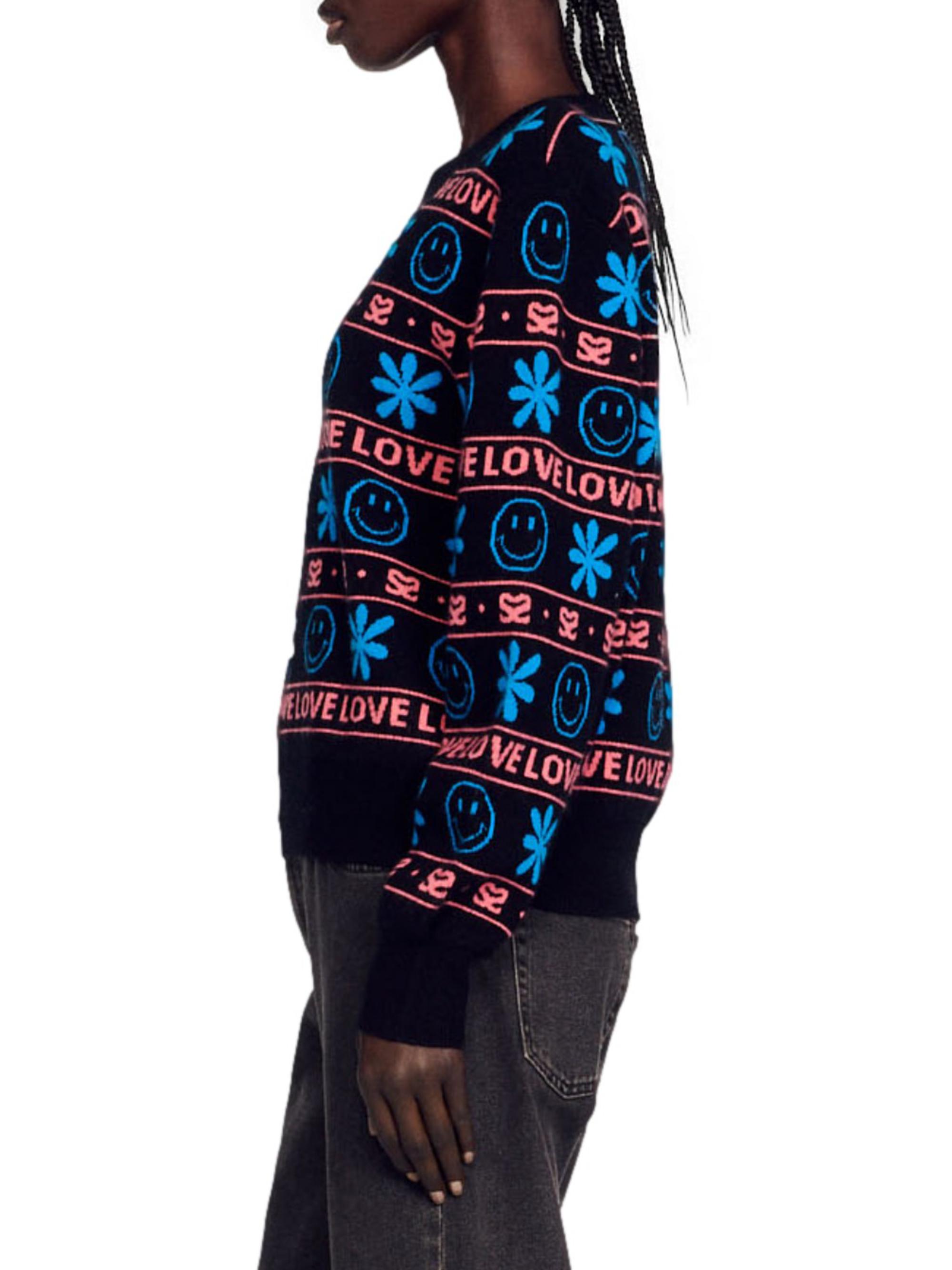 Shop Sandro Smiley Jacquard Sweater | Saks Fifth Avenue