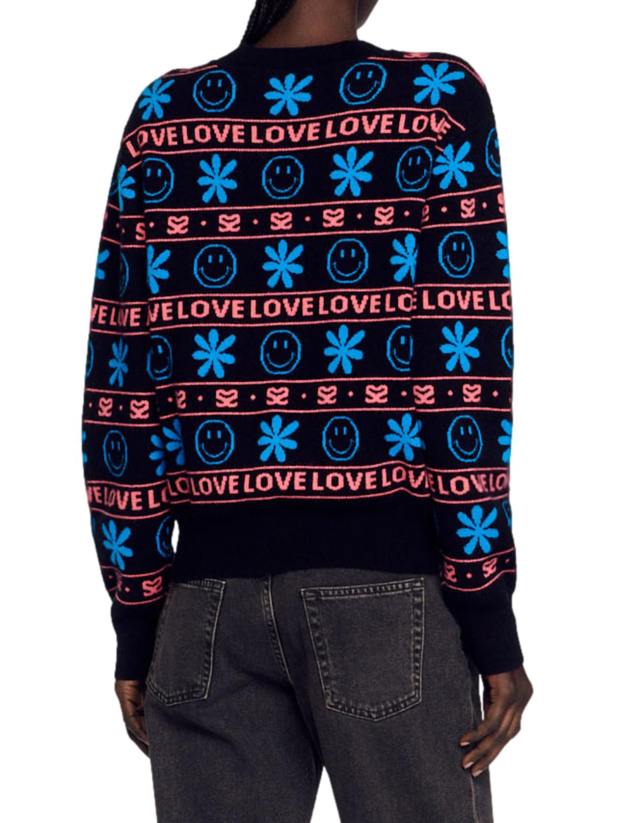 Shop Sandro Smiley Jacquard Sweater | Saks Fifth Avenue
