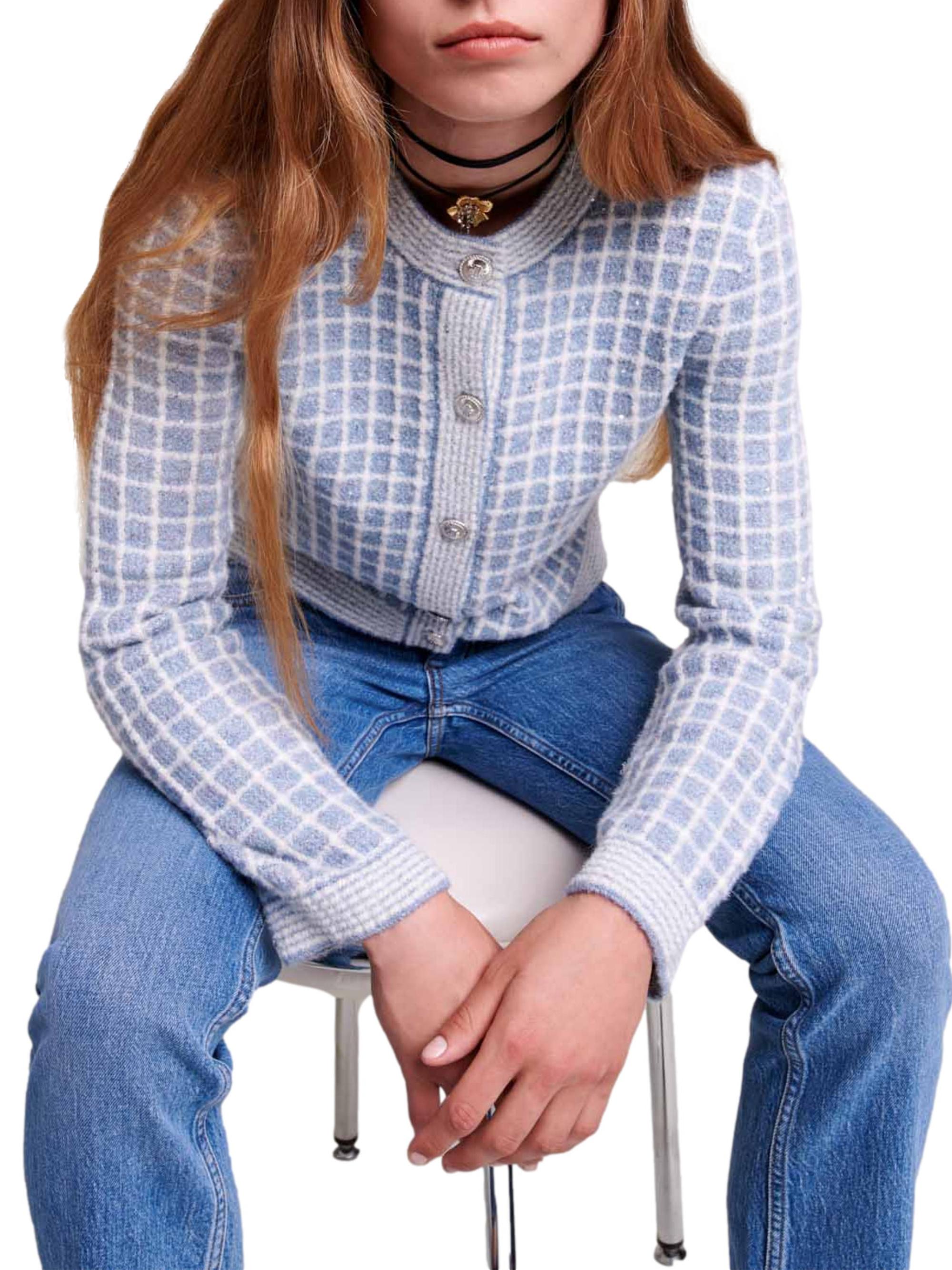 Shop Maje Checked Cardigan | Saks Fifth Avenue