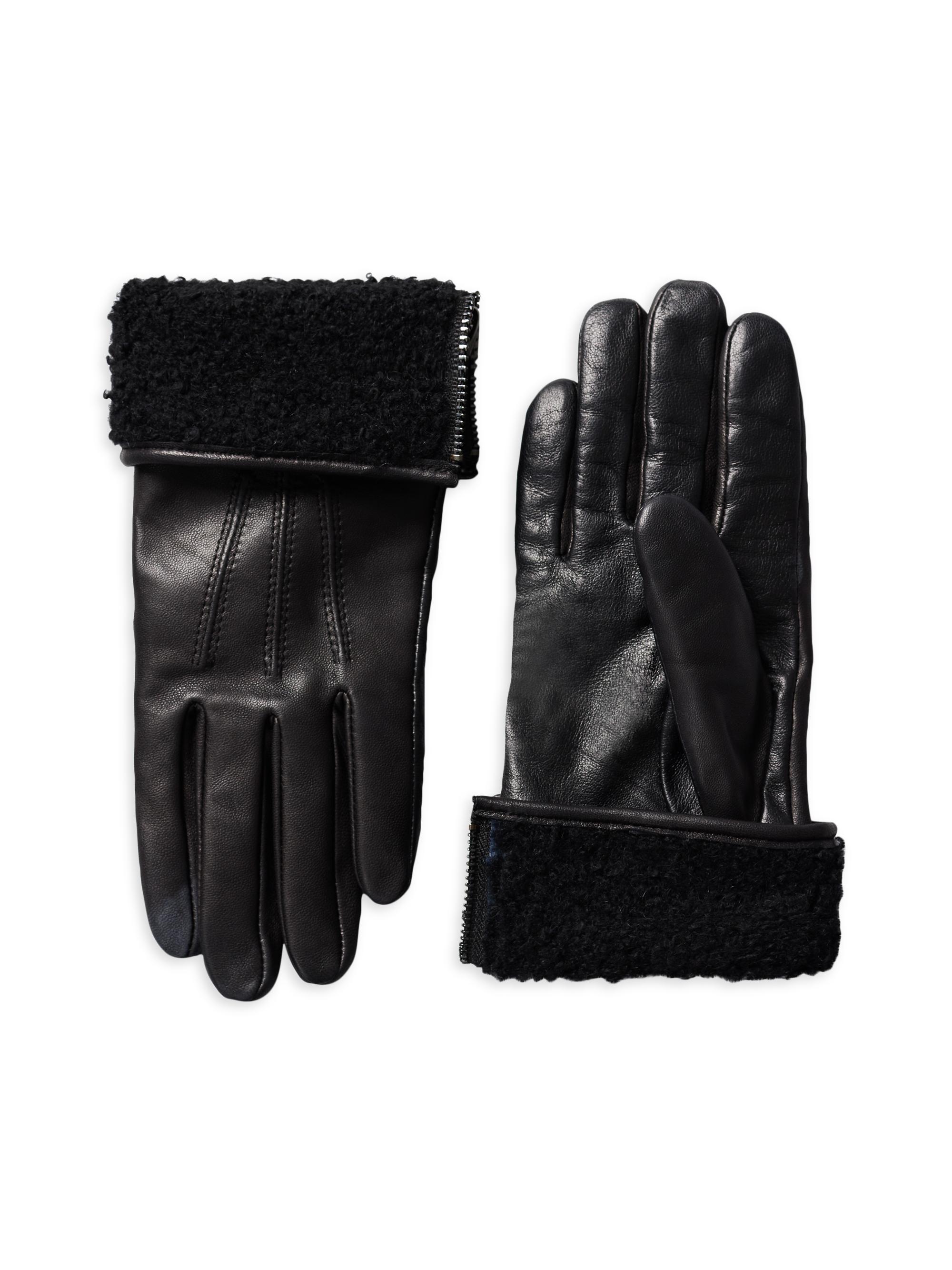 Shop Mackage Willis Shearling-Lined Leather Gloves | Saks Fifth Avenue