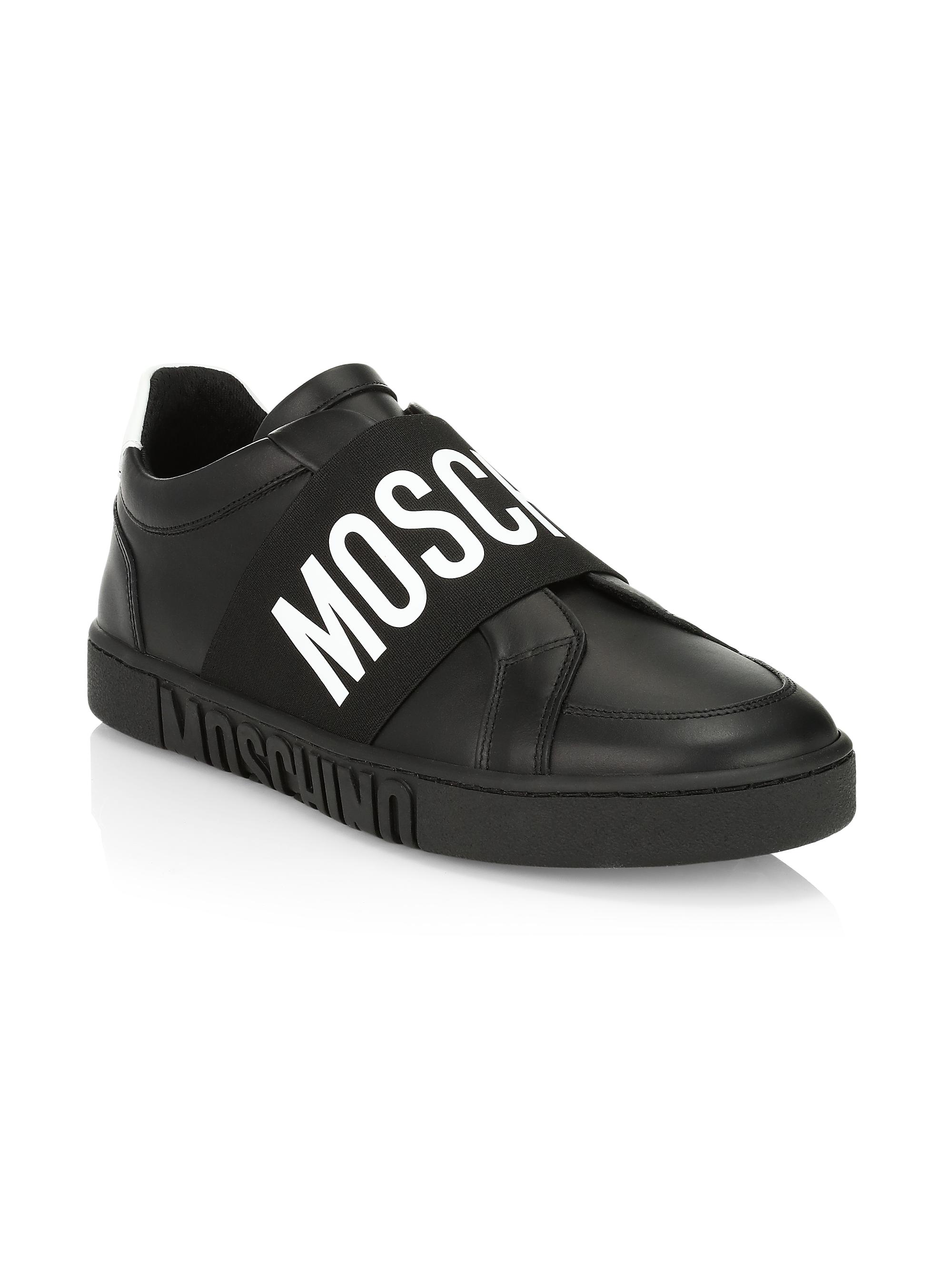 Shop Moschino M.Logo Low-Top Leather Sneakers | Saks Fifth Avenue