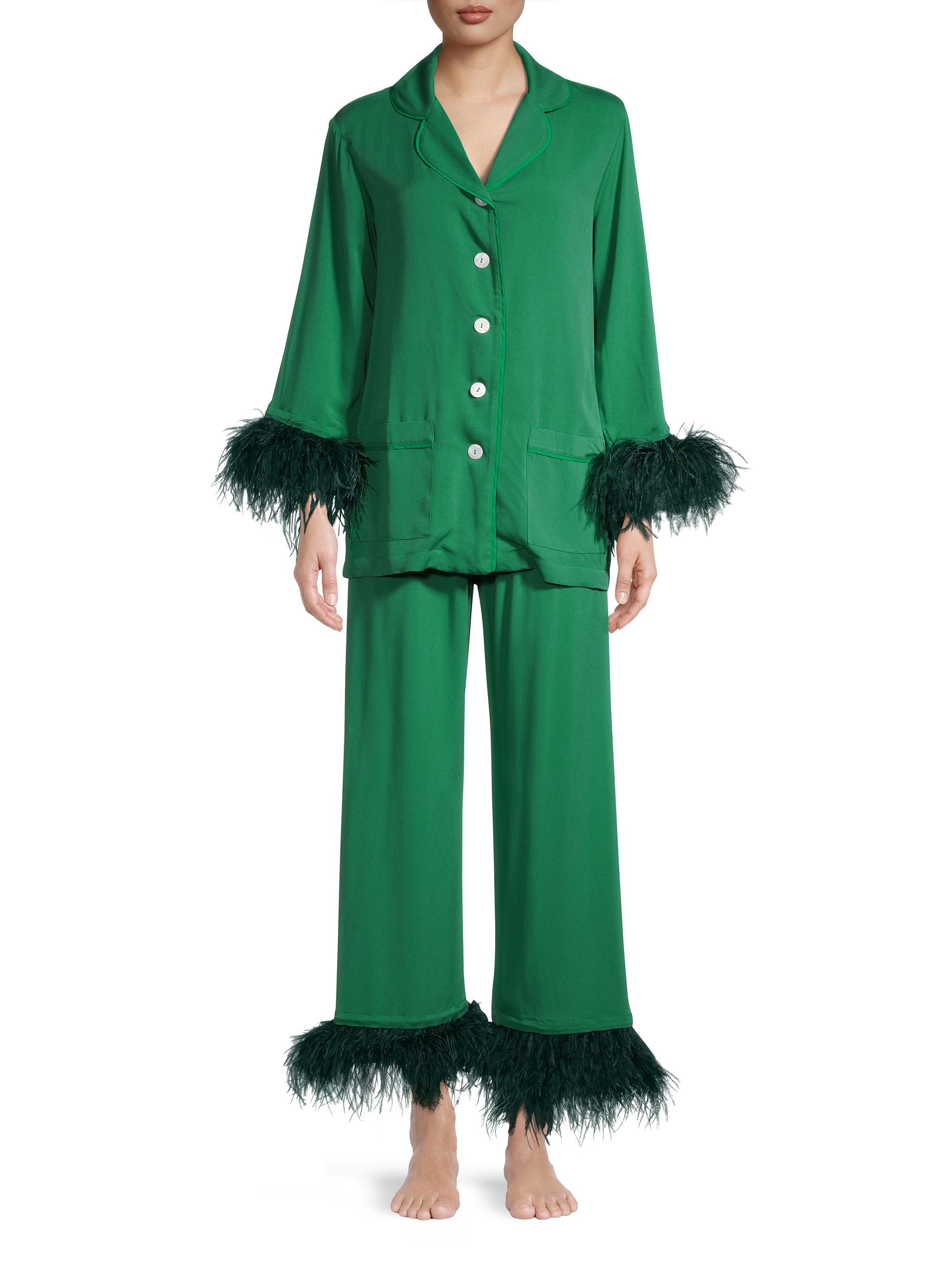 Shop Sleeper Party Feather-Embellished Pajama Set | Saks Fifth Avenue