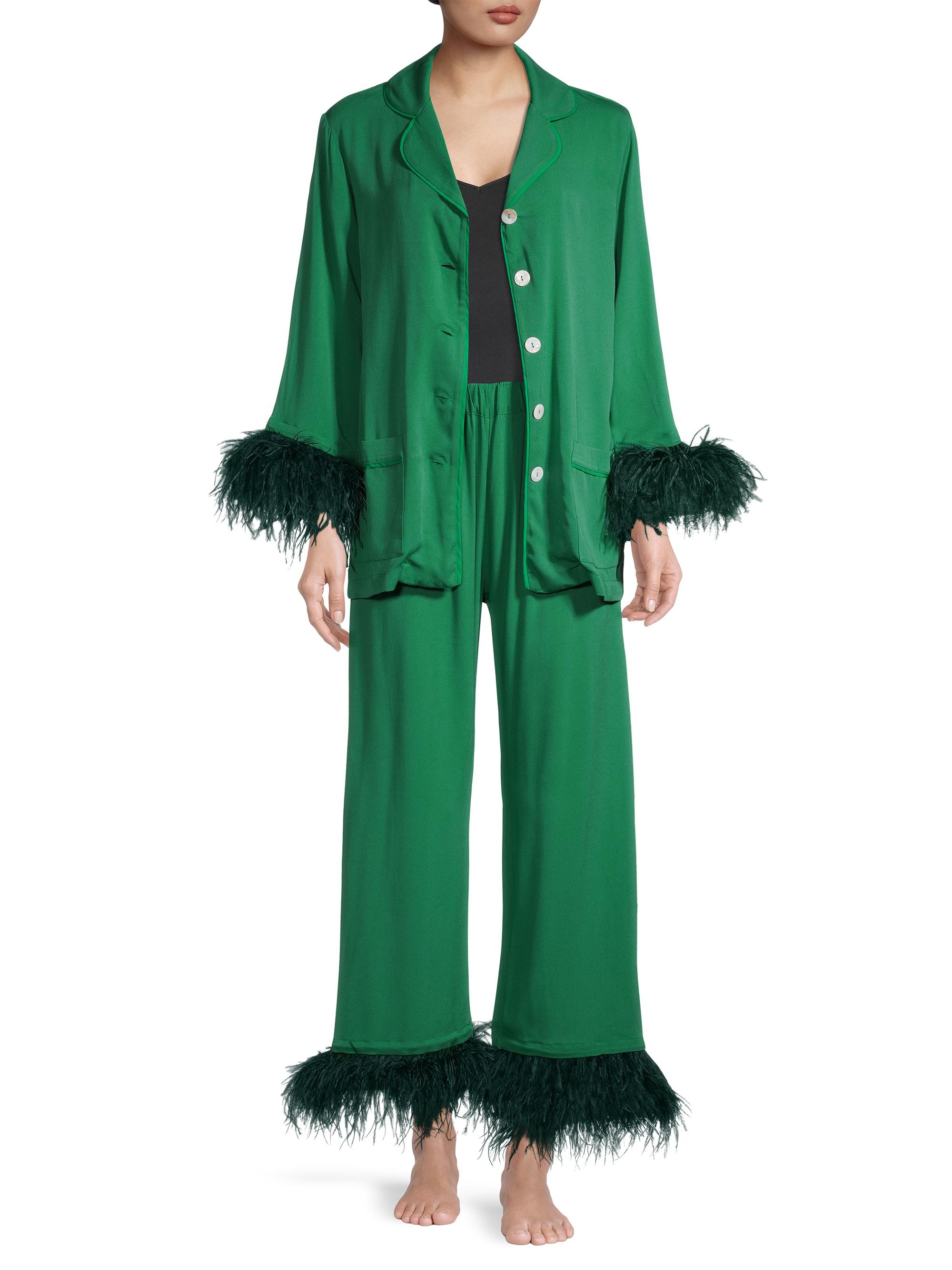 Shop Sleeper Party Feather-Embellished Pajama Set | Saks Fifth Avenue