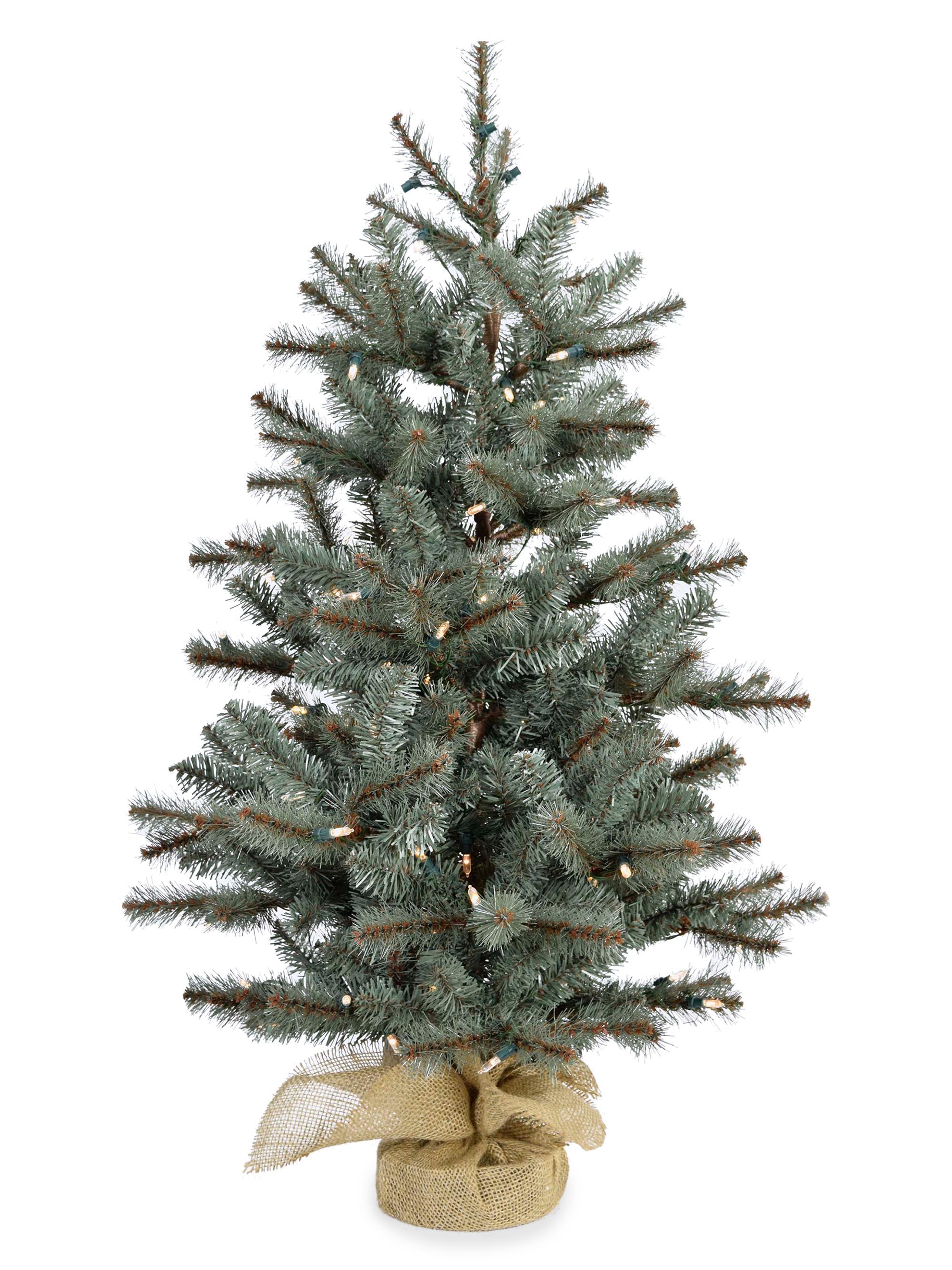 Shop Christmas Time Yardville Pine Pre-Lit 3 Ft Burlap Accent Tree ...