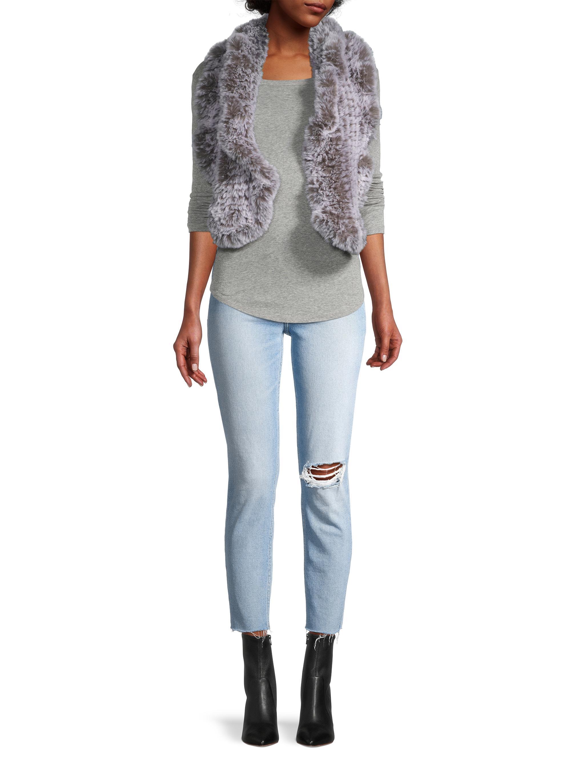 Shop Surell Faux Rex Rabbit Fur Knit Ruffle Pull Scarf | Saks Fifth Avenue