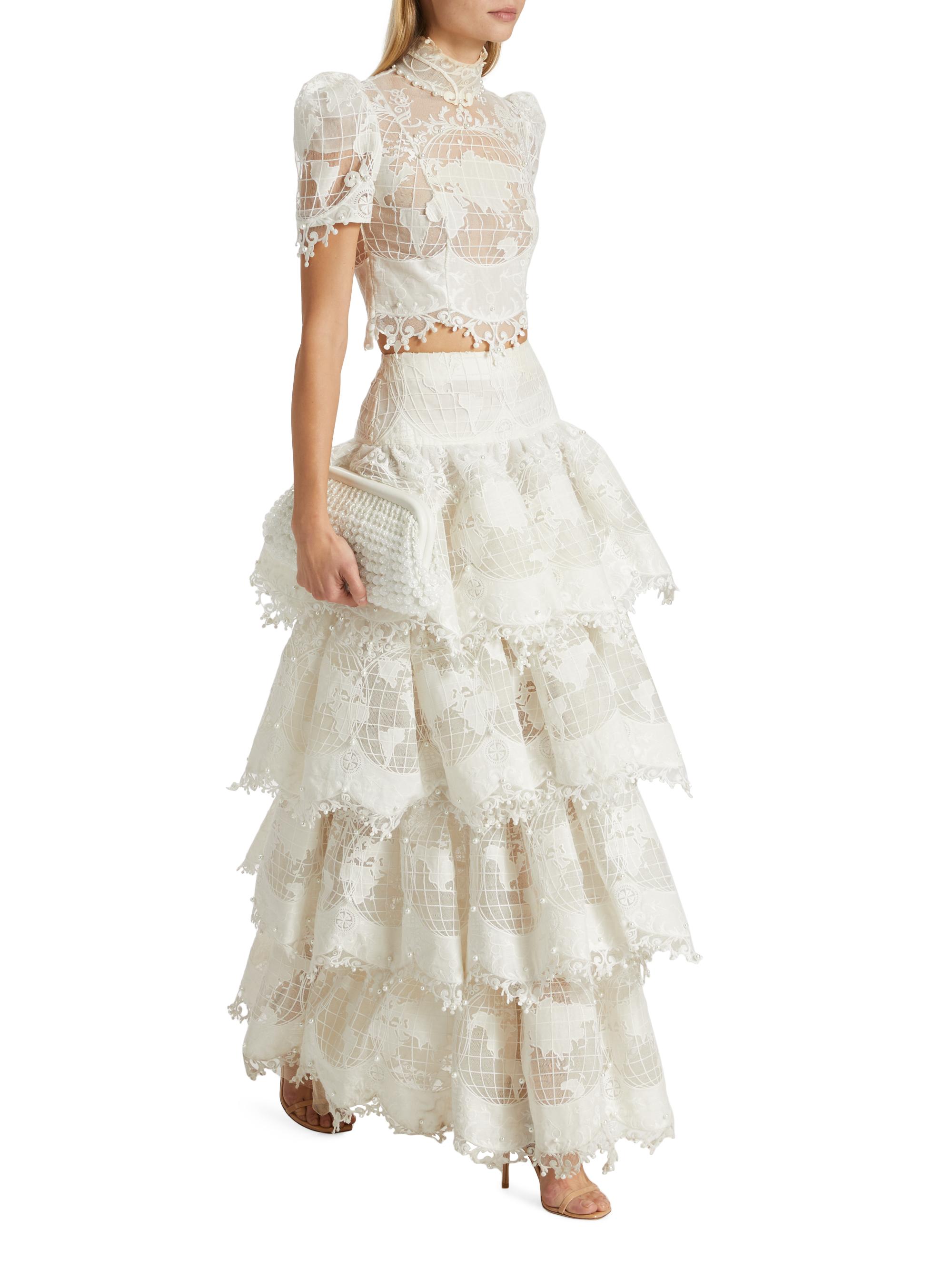 Shop Zimmermann High Tide Embroidered Lace Crop Bodice | Saks Fifth Avenue