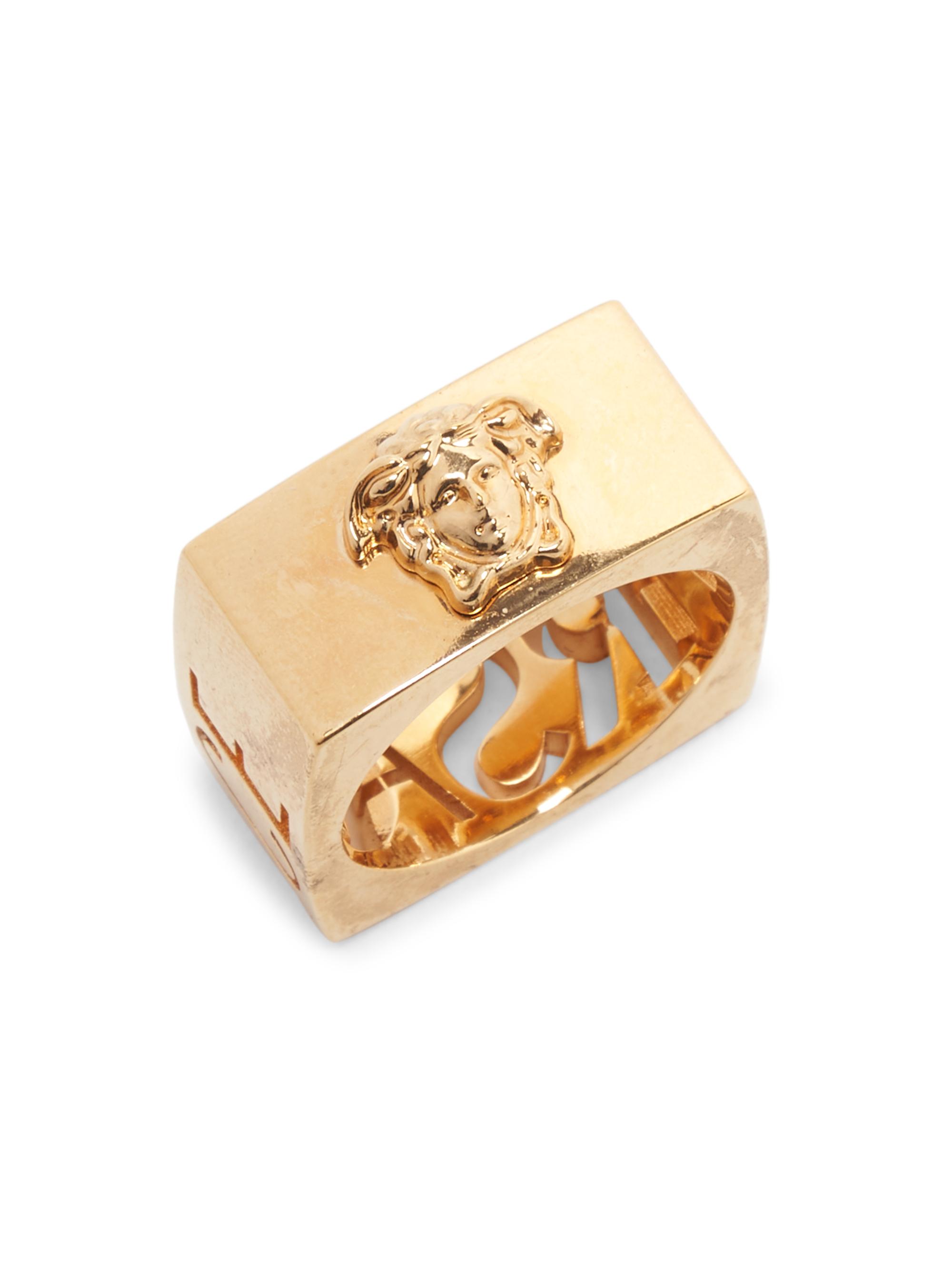 Shop Versace Cut-Out Logo Goldtone Ring | Saks Fifth Avenue