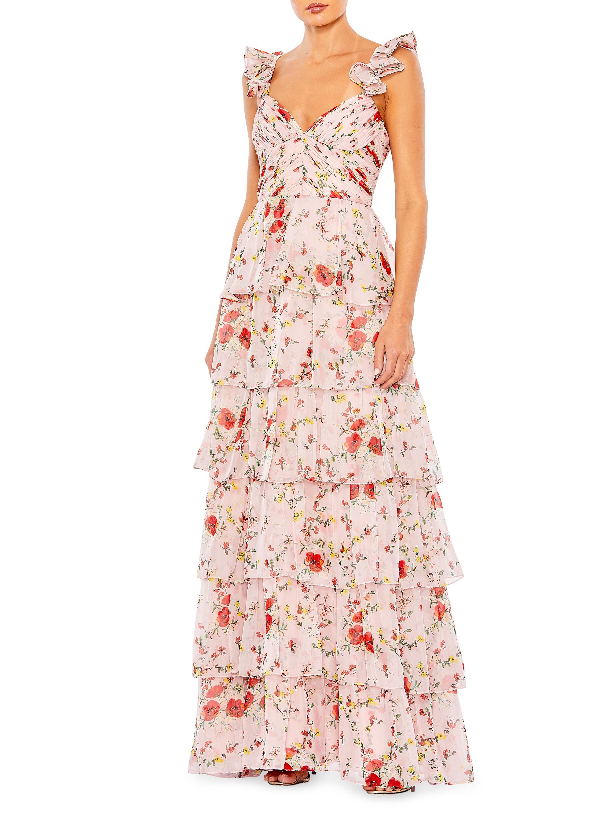 Shop Mac Duggal Floral Tiered Gown | Saks Fifth Avenue