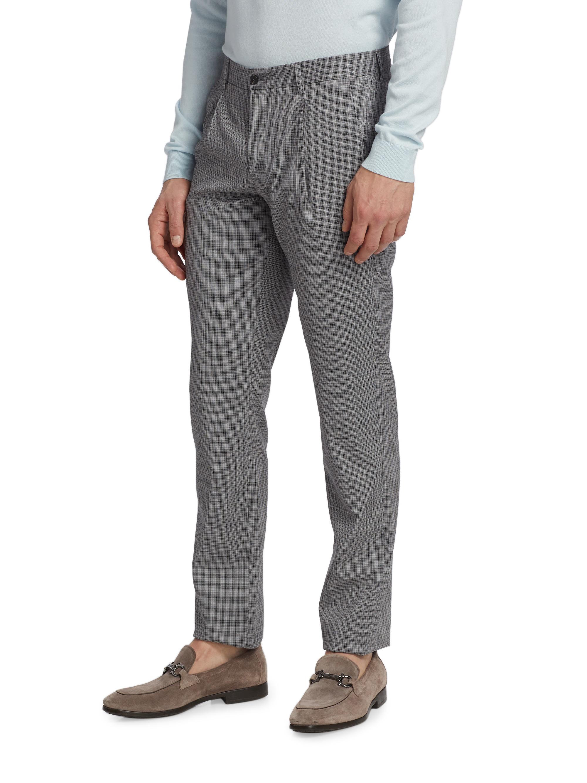 Shop Saks Fifth Avenue COLLECTION Stretch Grid Trousers | Saks Fifth Avenue