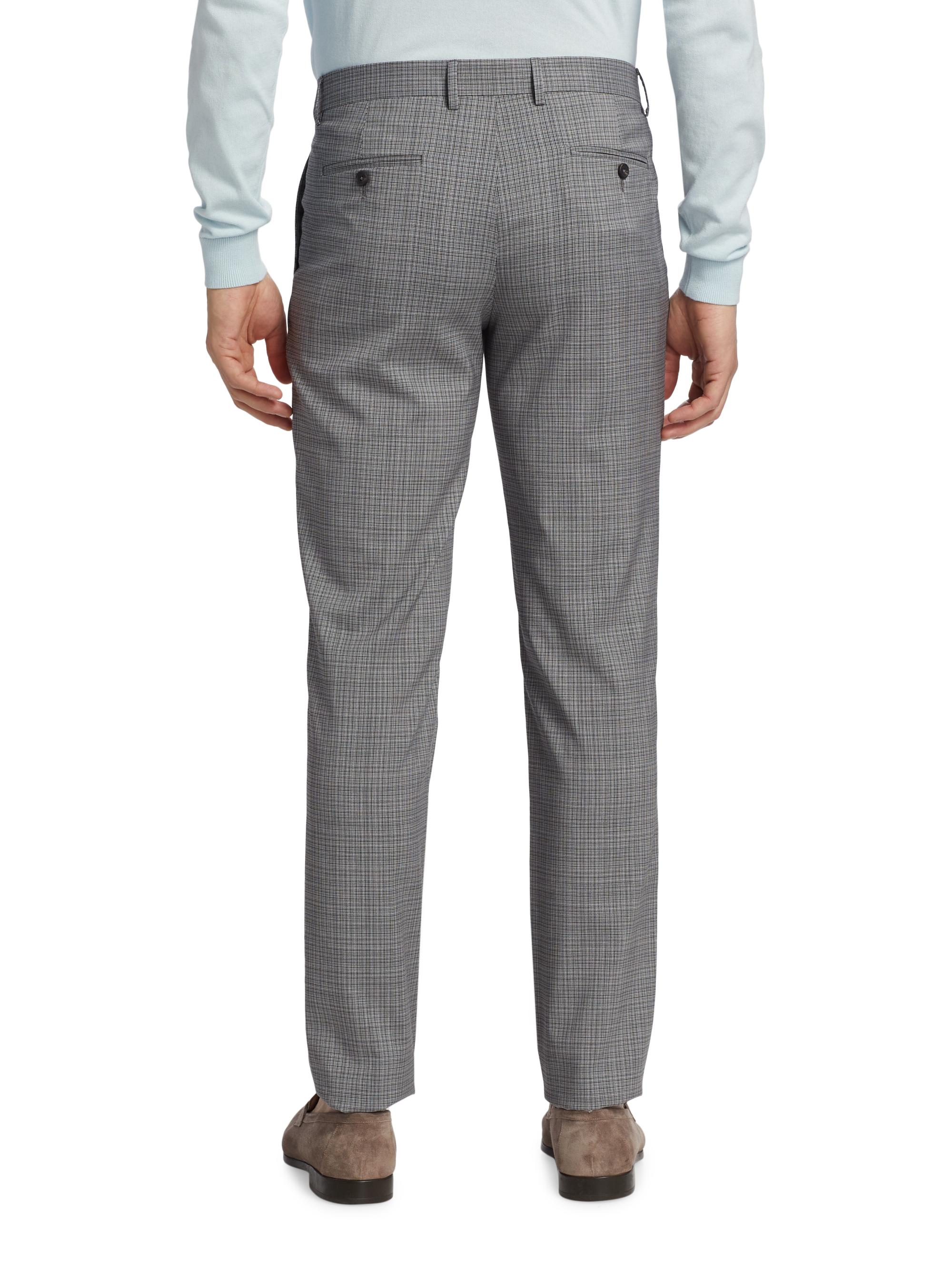 Shop Saks Fifth Avenue COLLECTION Stretch Grid Trousers | Saks Fifth Avenue