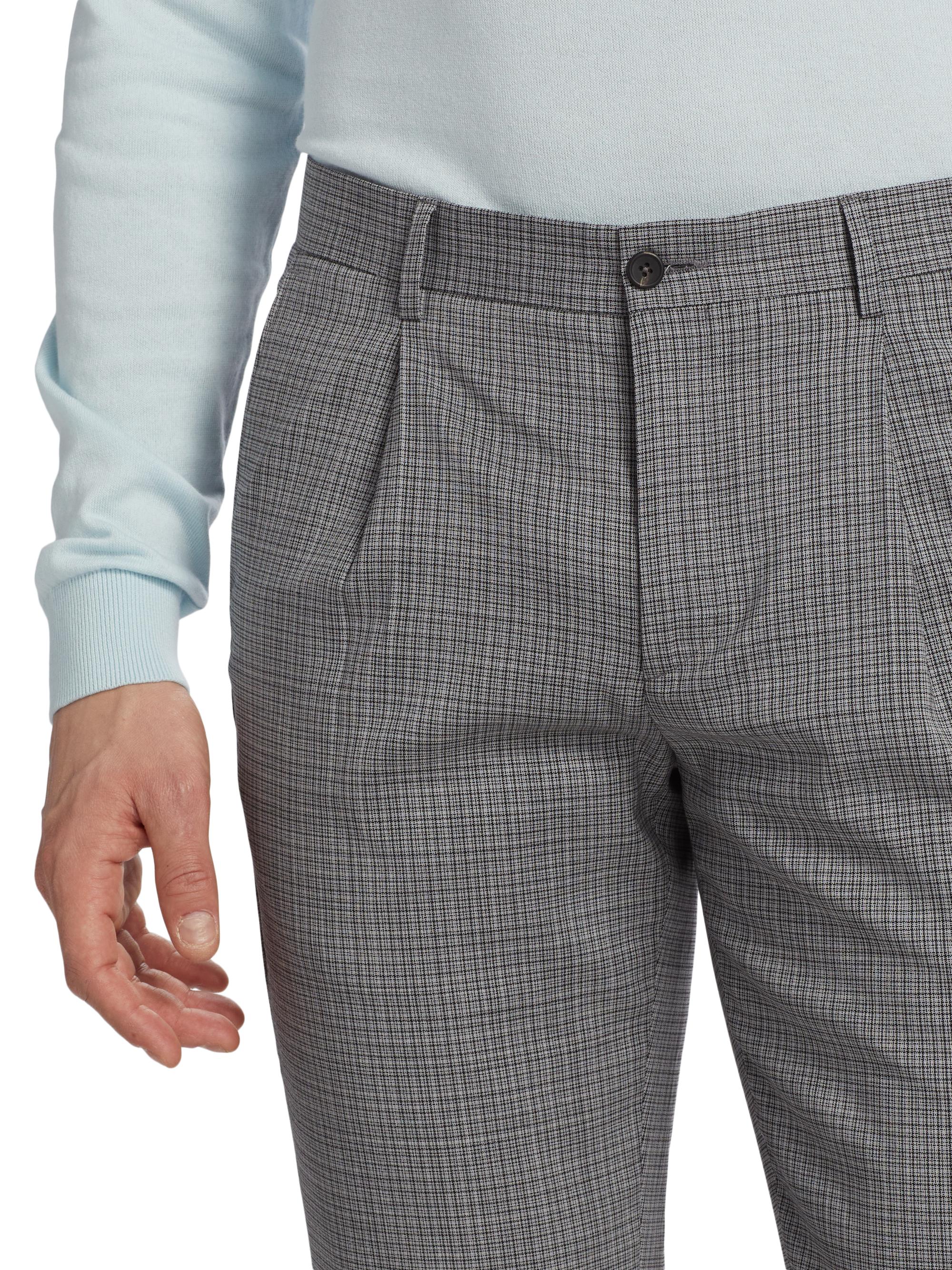 Shop Saks Fifth Avenue COLLECTION Stretch Grid Trousers | Saks Fifth Avenue