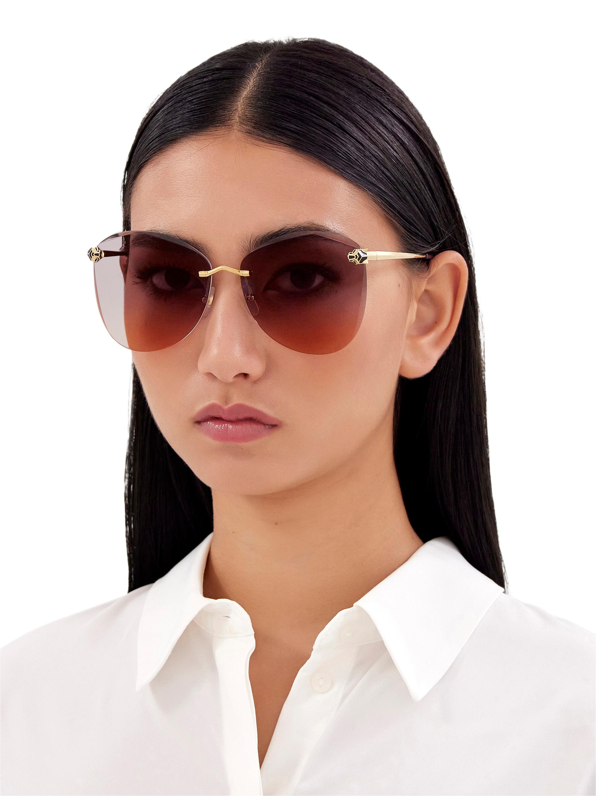 Shop Cartier Panthère Classic 24K-Gold-Plated Butterfly Sunglasses ...