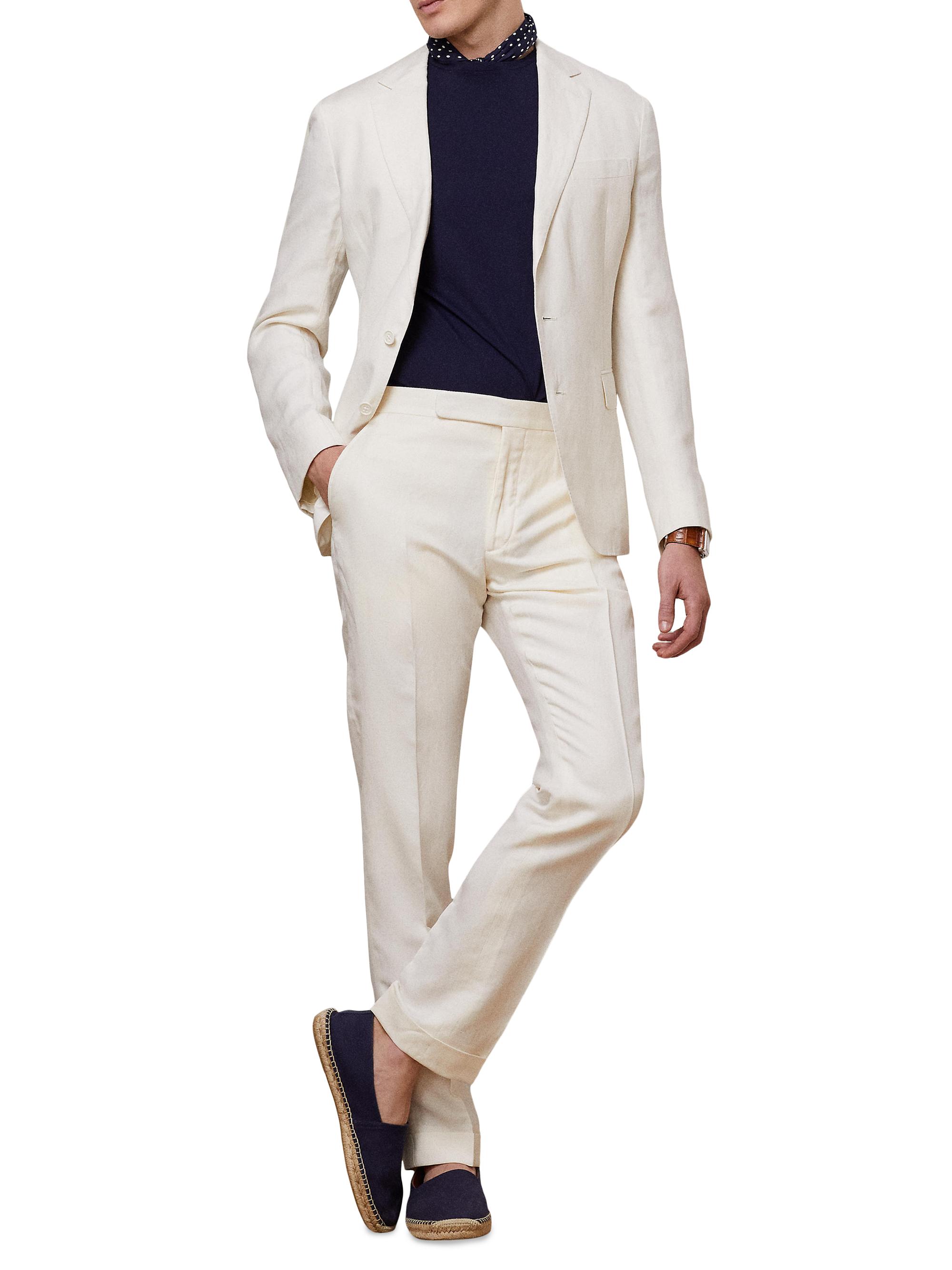 Shop Ralph Lauren Purple Label Gregory Silk & Linen Suit Trousers ...