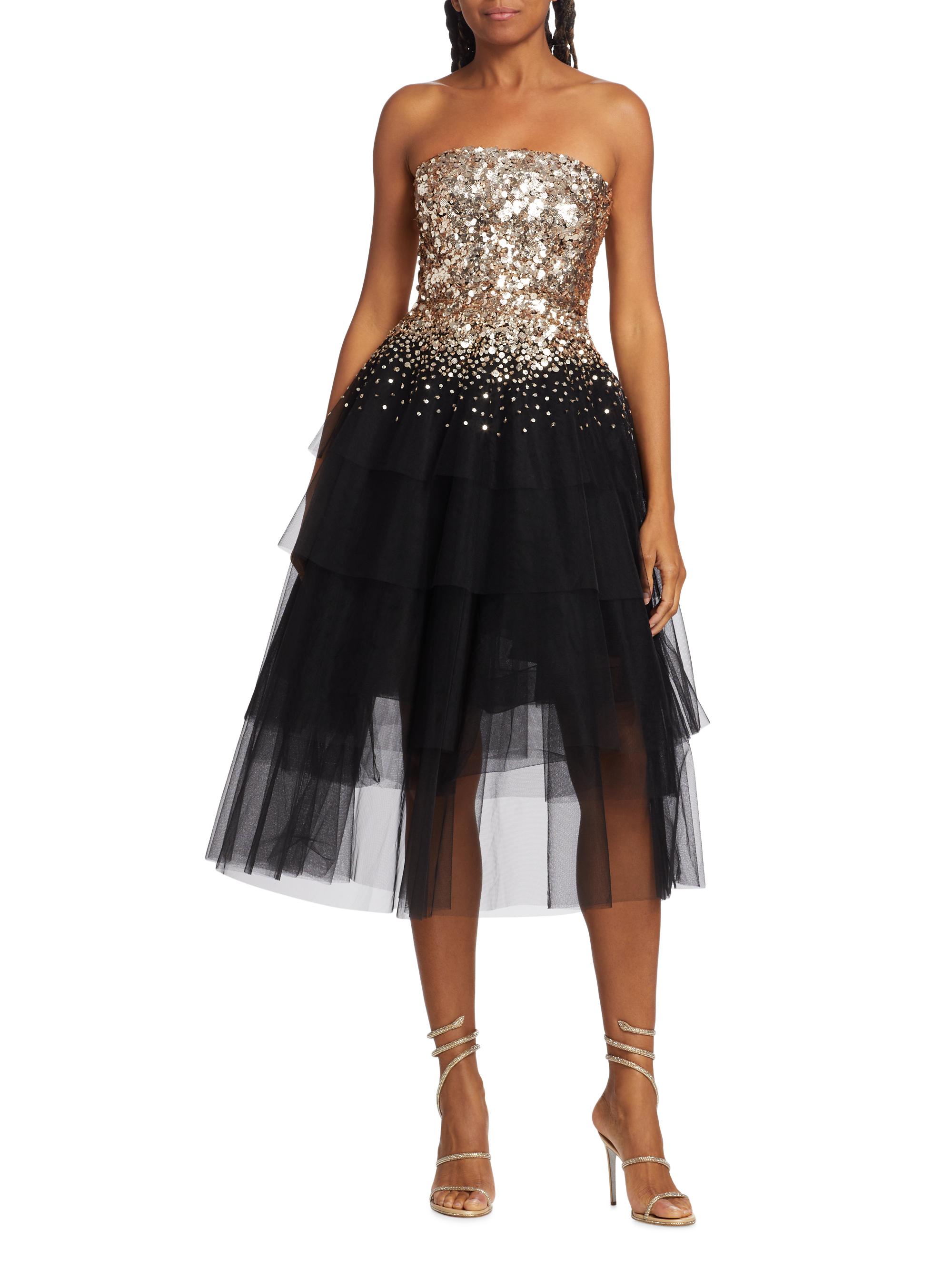 Shop Pamella Roland Strapless Embellished Tulle Dress | Saks Fifth Avenue
