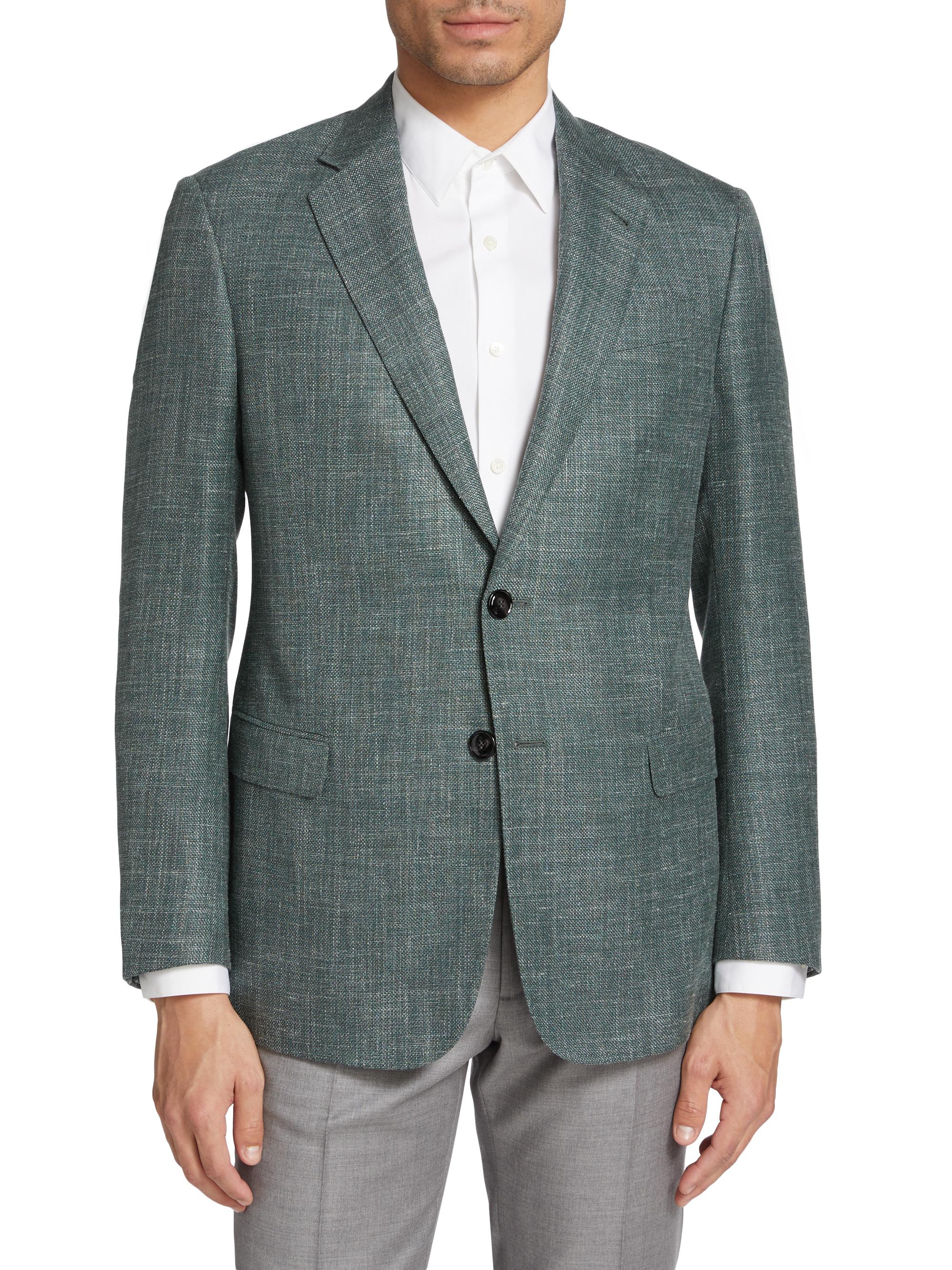 Shop Giorgio Armani Textured Weave Wool-Blend Blazer | Saks Fifth Avenue