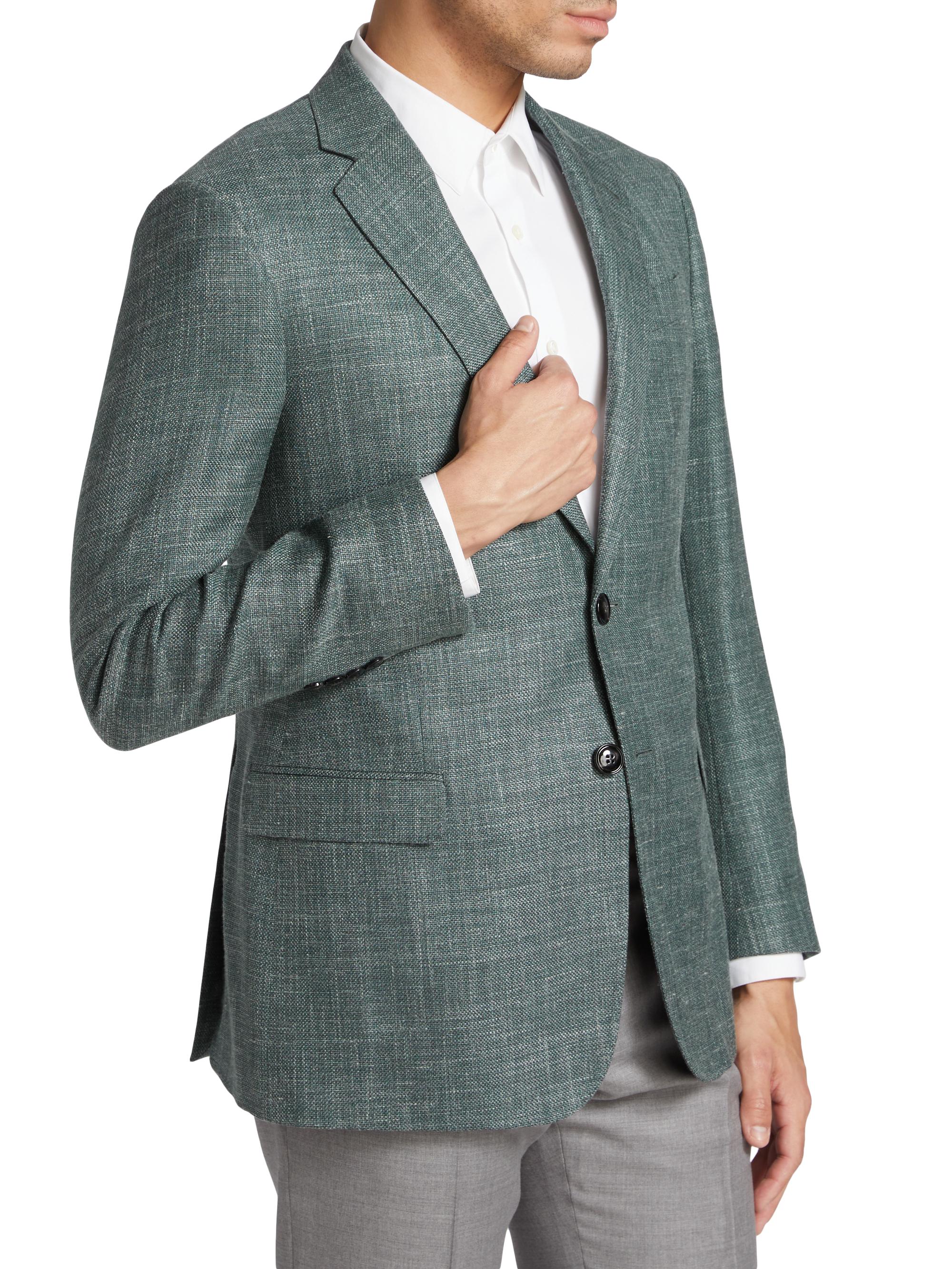 Shop Giorgio Armani Textured Weave Wool-Blend Blazer | Saks Fifth Avenue