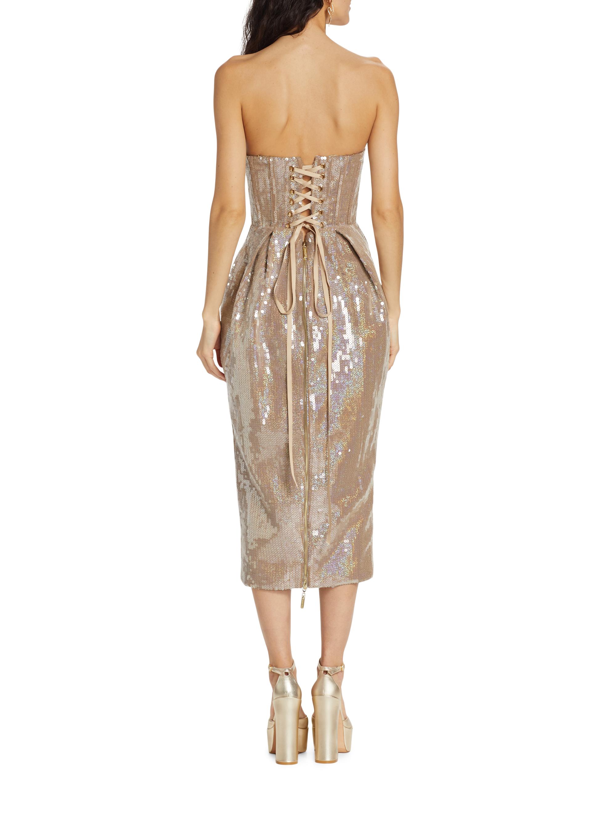 Shop Bronx and Banco Maraya Sequin Corset Midi-Dress | Saks Fifth Avenue