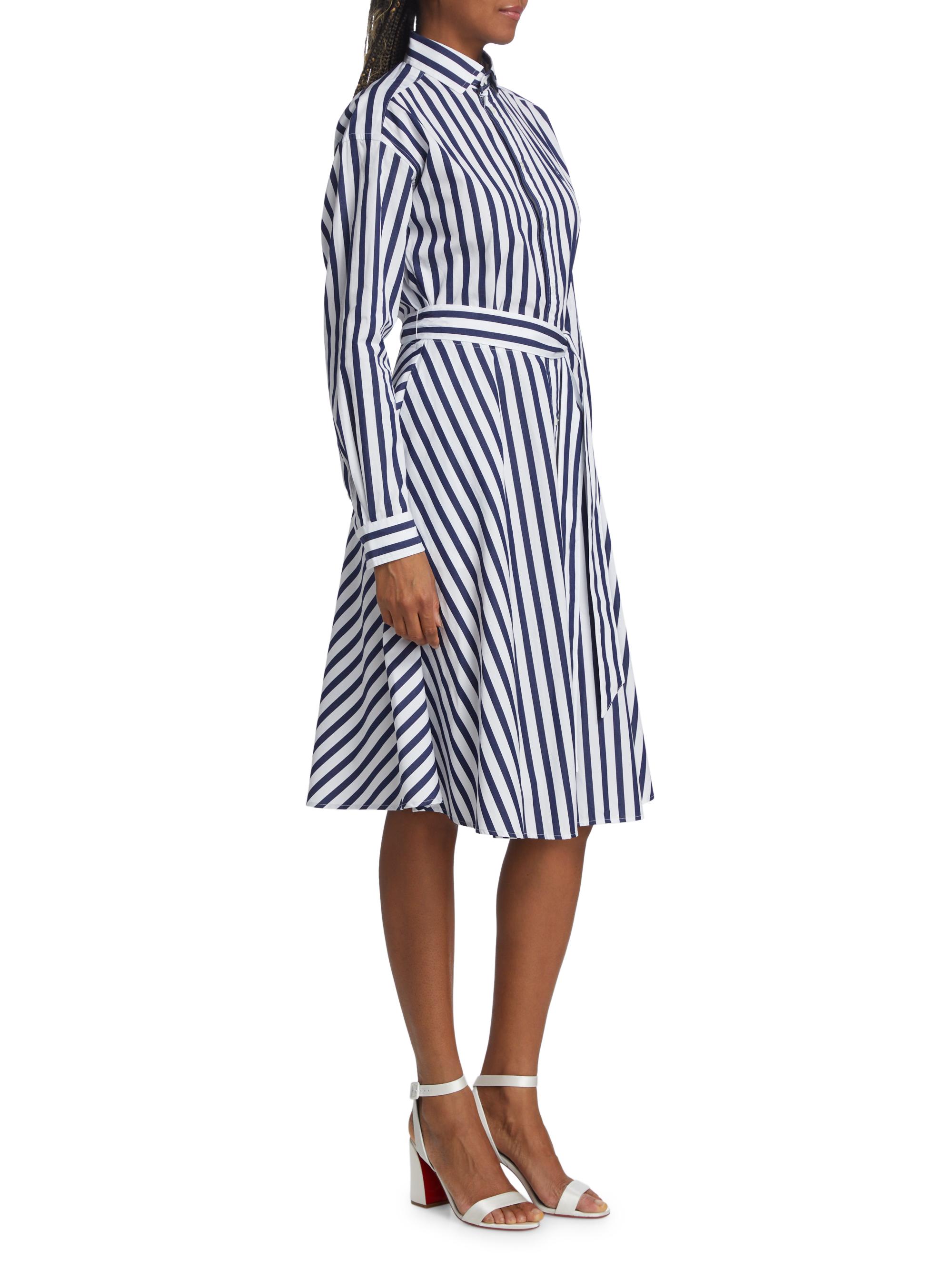 Shop Polo Ralph Lauren Ela Belted Stripe Cotton Shirtdress | Saks Fifth ...