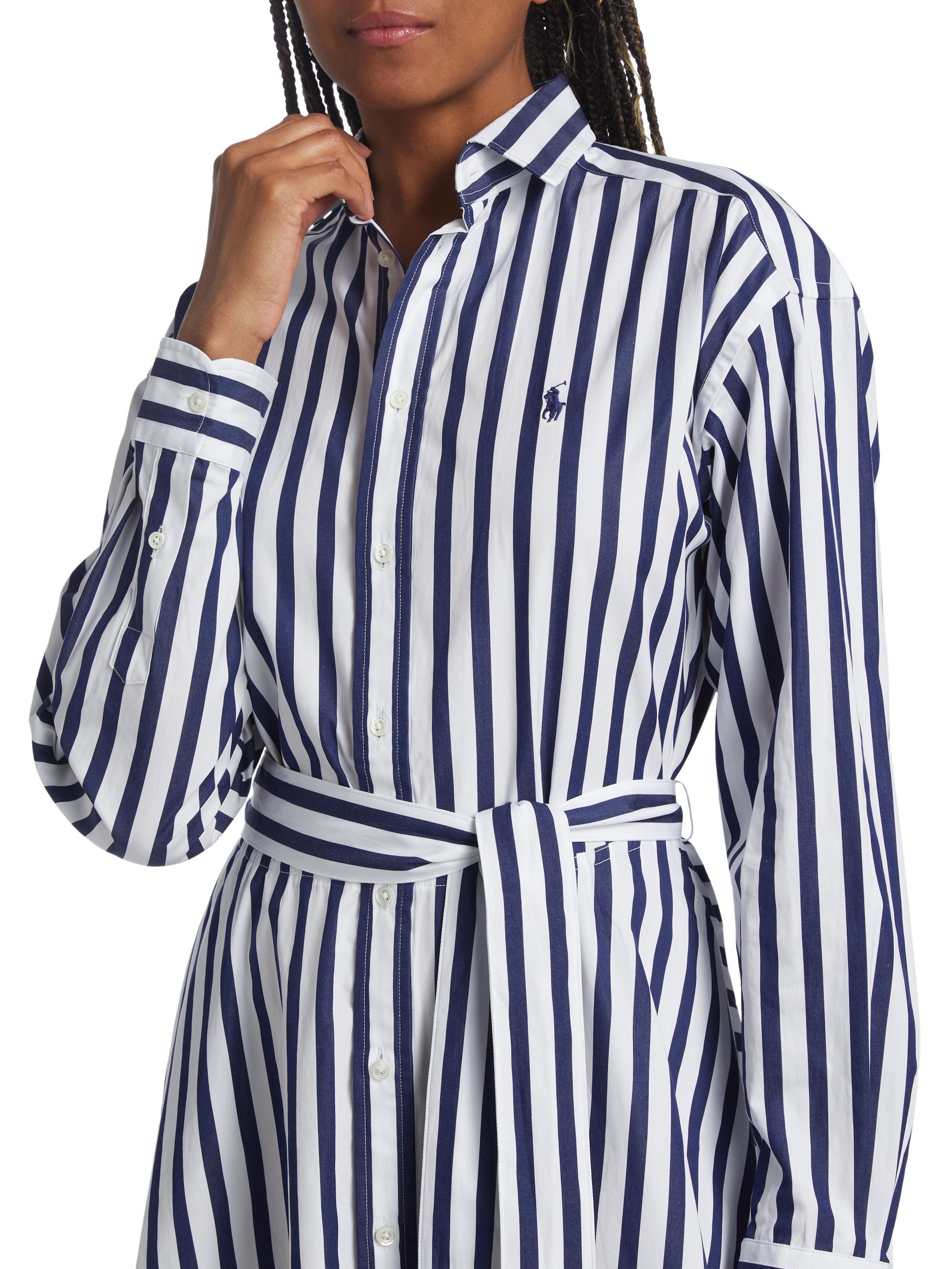 Shop Polo Ralph Lauren Ela Belted Stripe Cotton Shirtdress | Saks Fifth ...