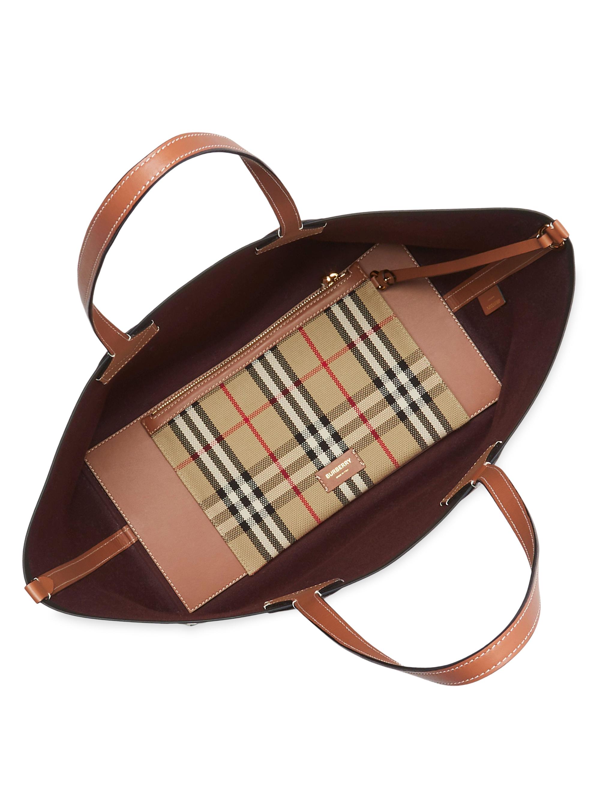 Shop Burberry Medium London Check Tote Bag | Saks Fifth Avenue