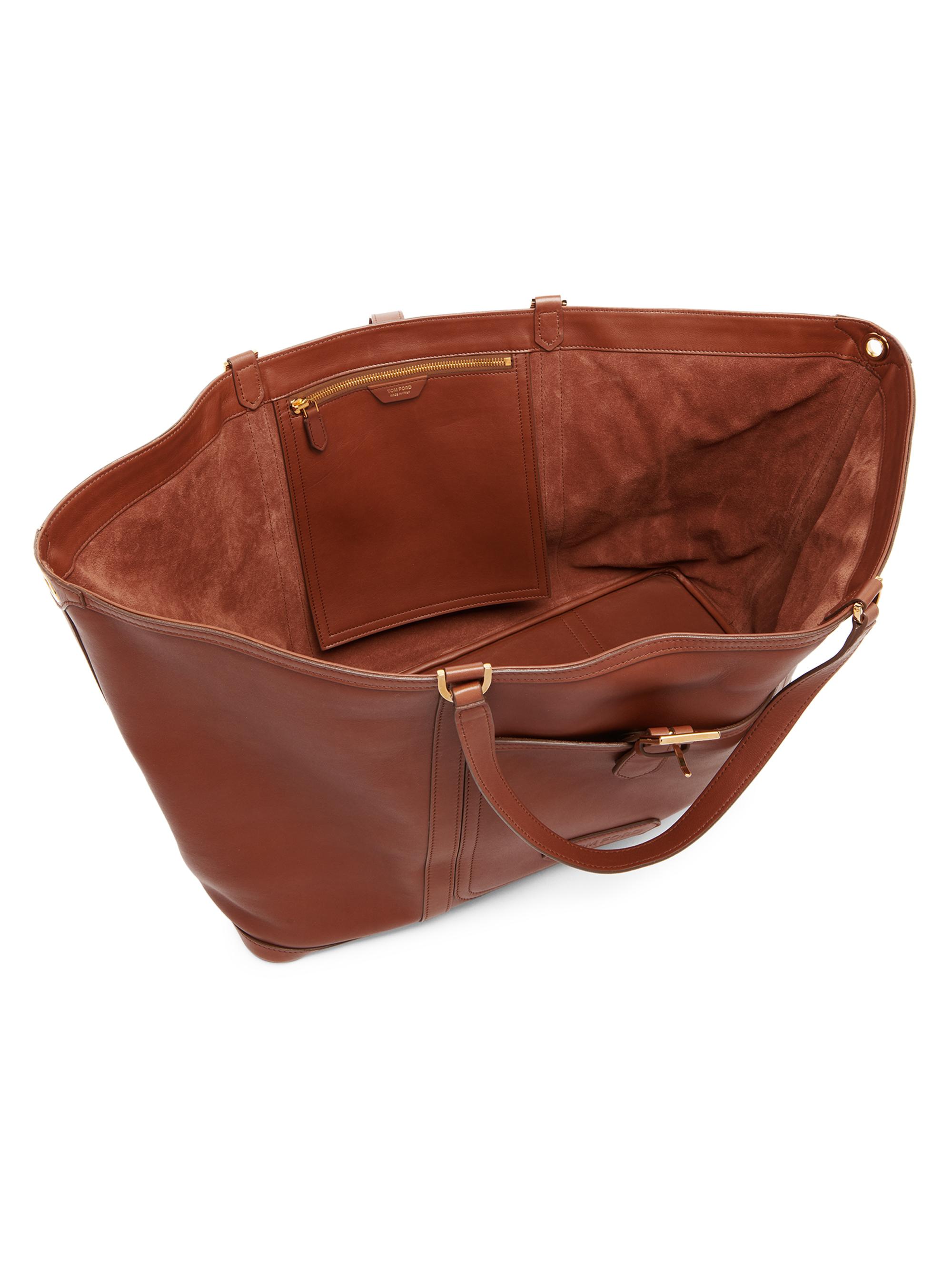 Shop TOM FORD Leather East-West Tote Bag | Saks Fifth Avenue