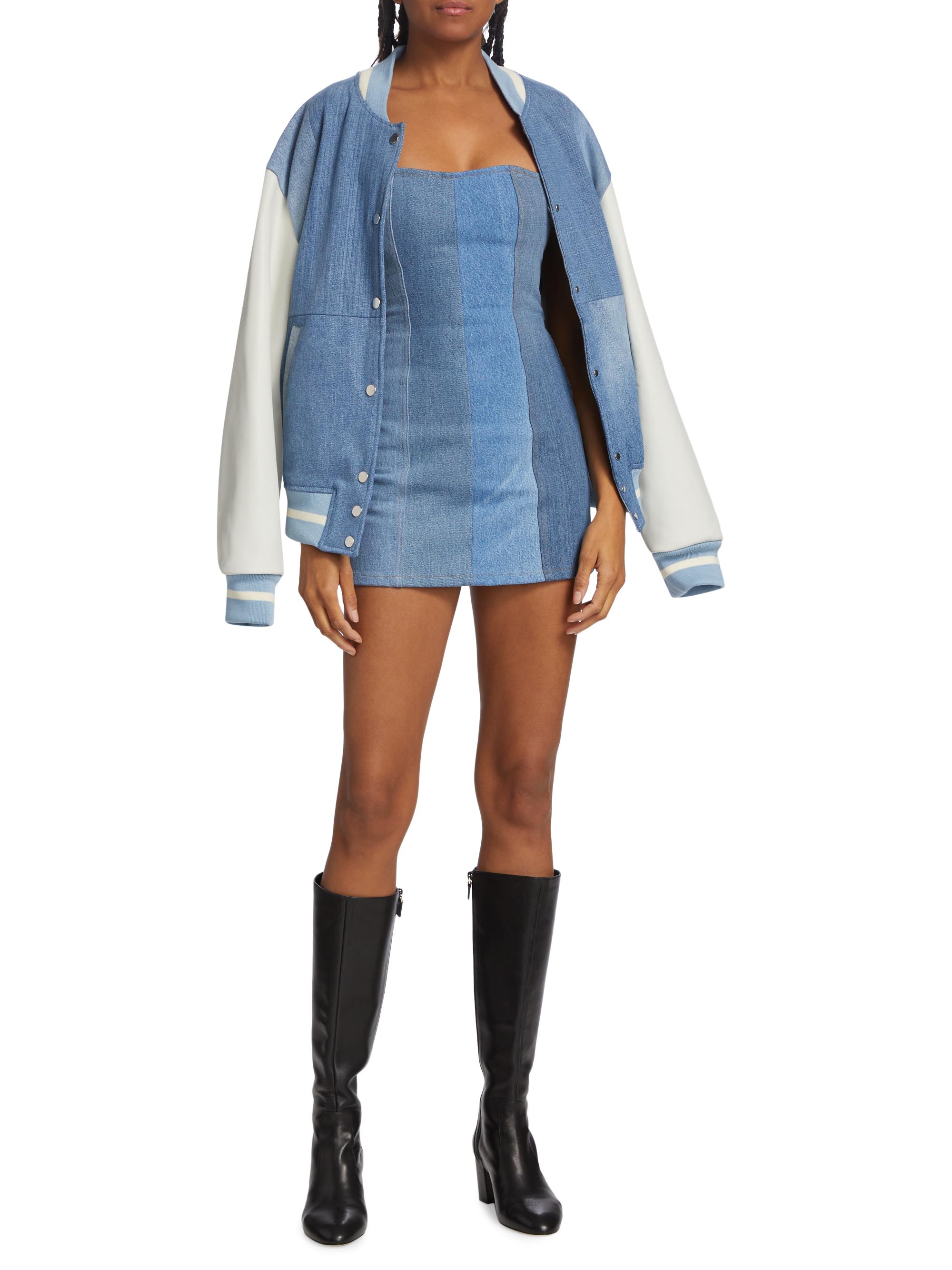 Shop EB Denim Patchwork Denim Minidress | Saks Fifth Avenue