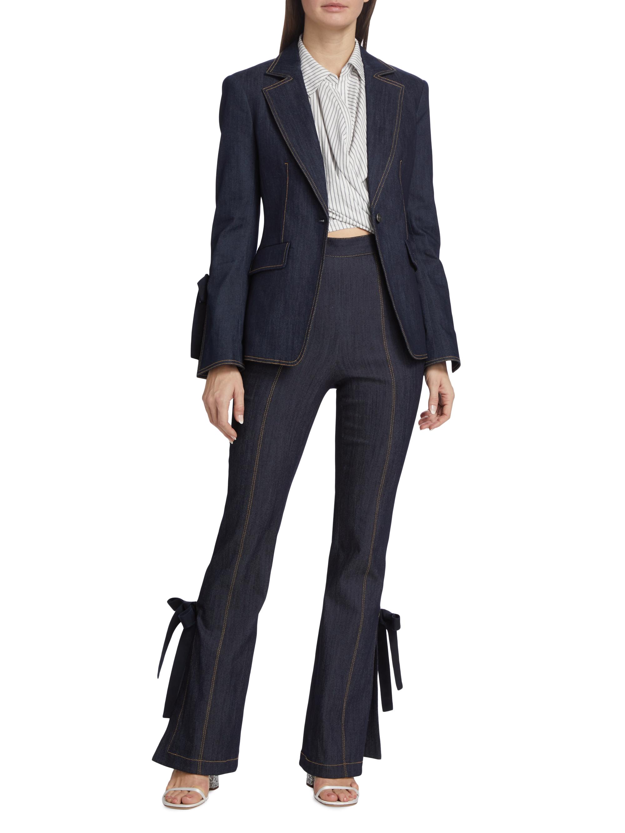 Shop Cinq à Sept Long Lou High-Rise Stretch Flare Slit Jeans | Saks ...