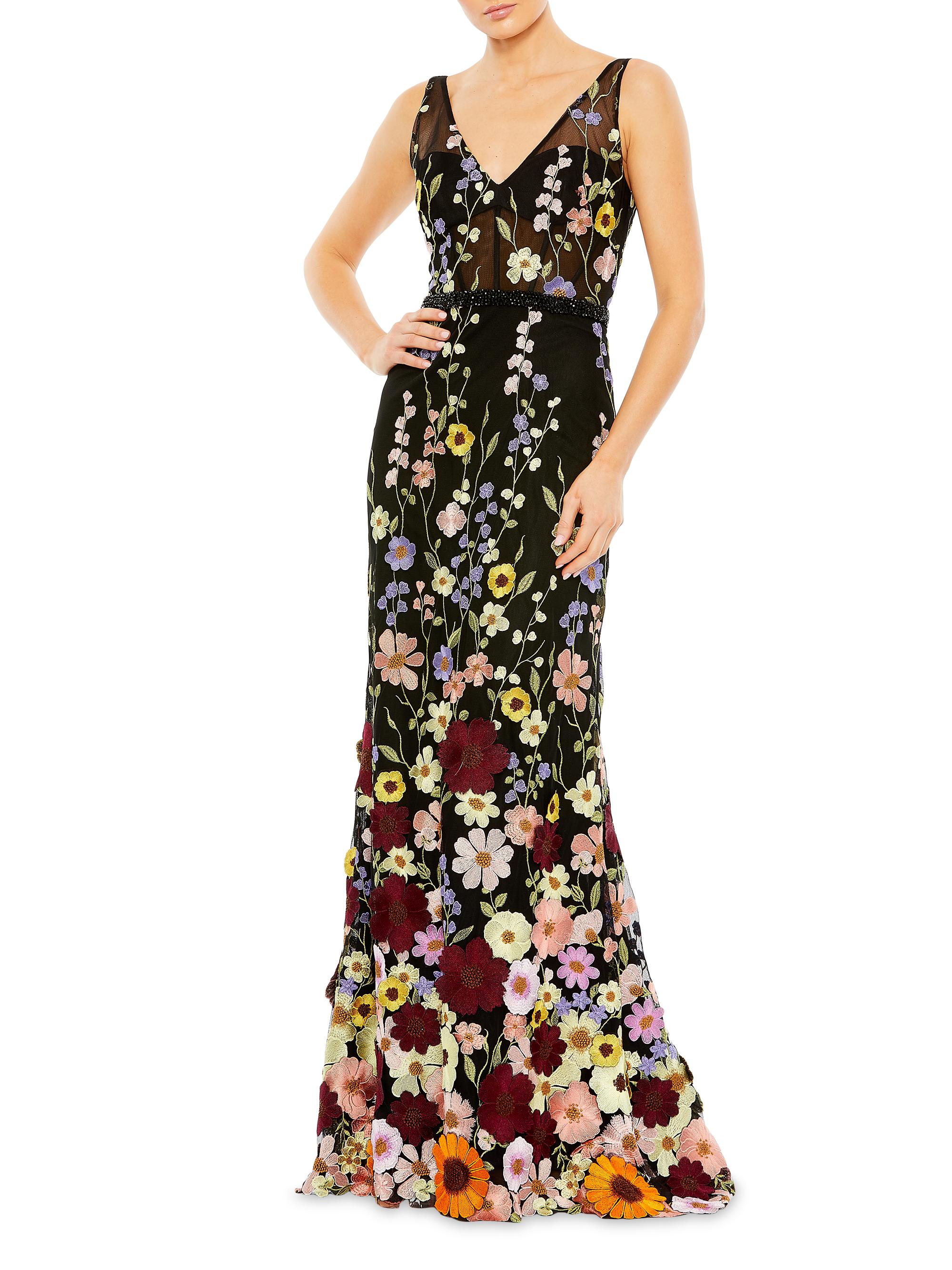 Shop Mac Duggal Mac Floral-Embroidered Tulle Gown | Saks Fifth Avenue