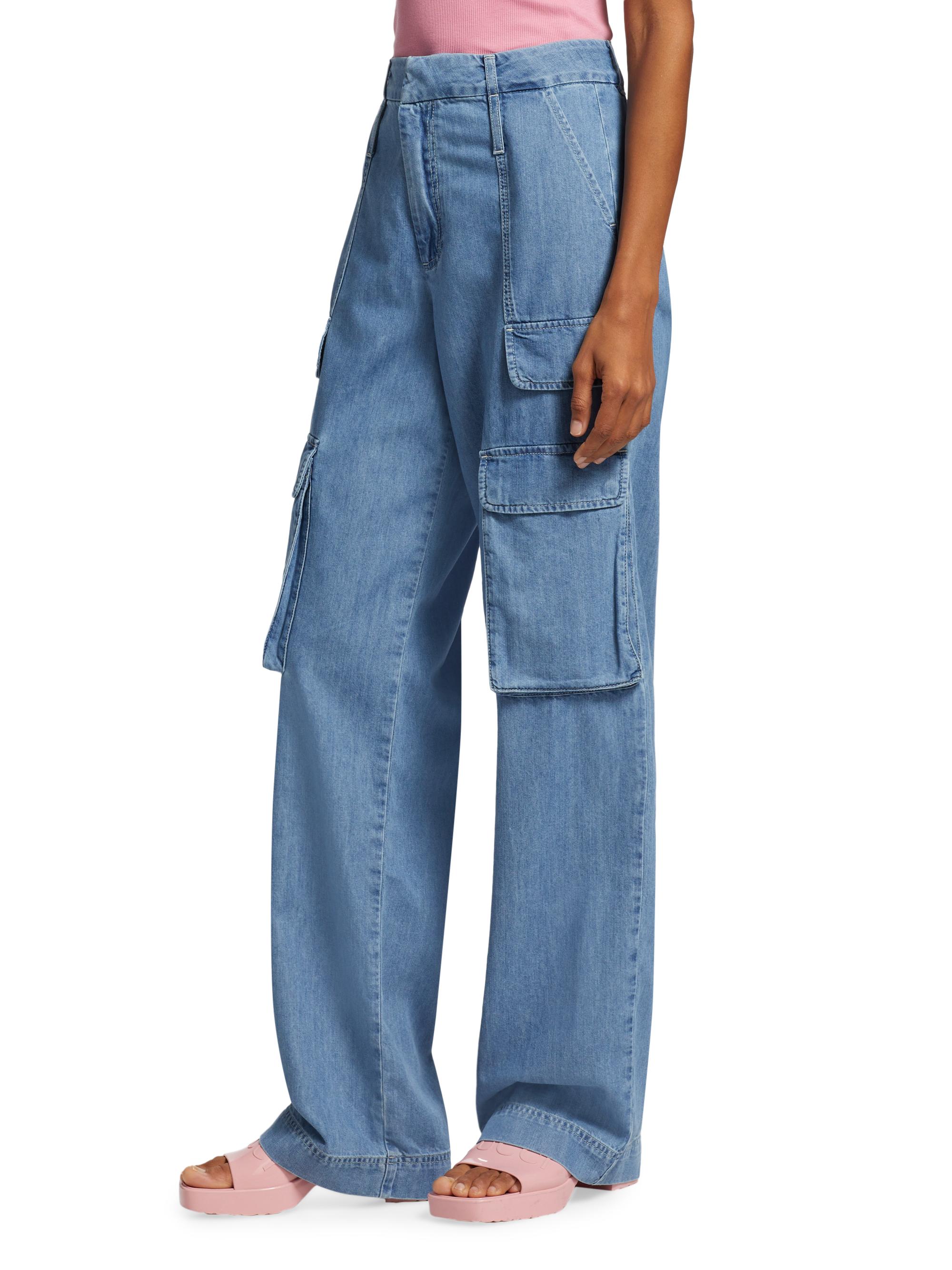 Shop Frame High-Rise Cargo Jeans | Saks Fifth Avenue
