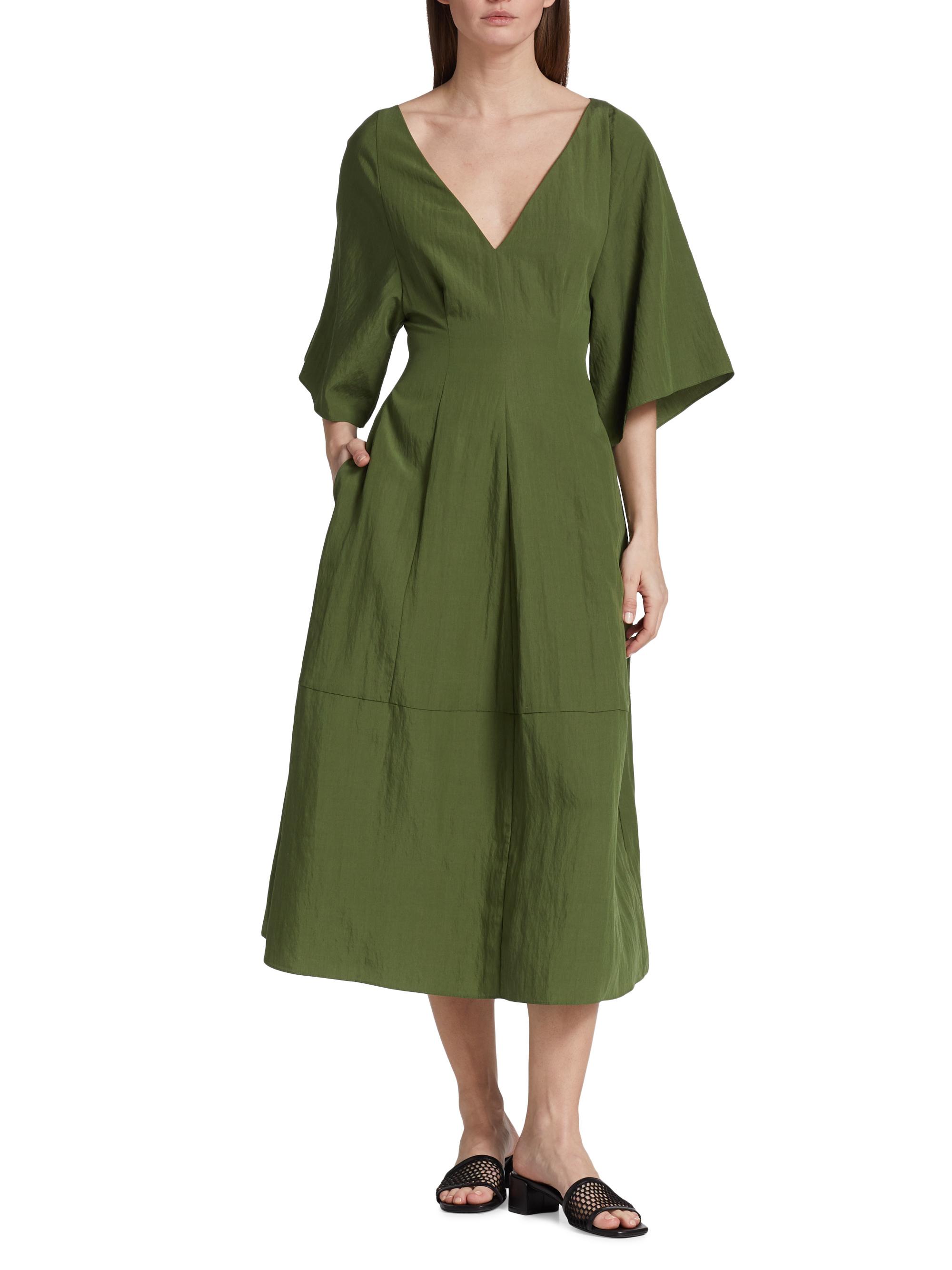 Shop Vince Double V-Neck Midi-Dress | Saks Fifth Avenue