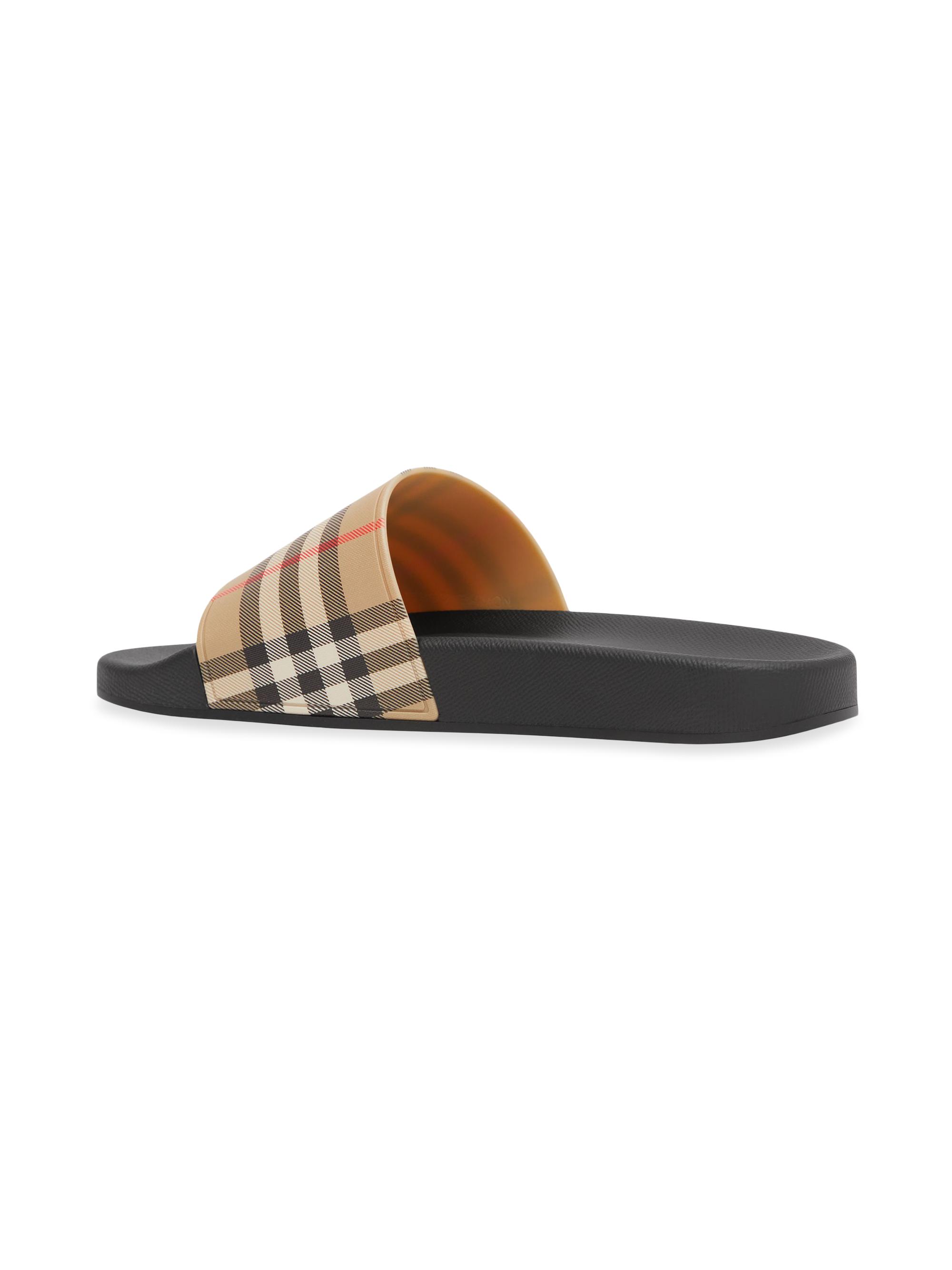 Shop Burberry Furley Plaid Slide Sandals | Saks Fifth Avenue