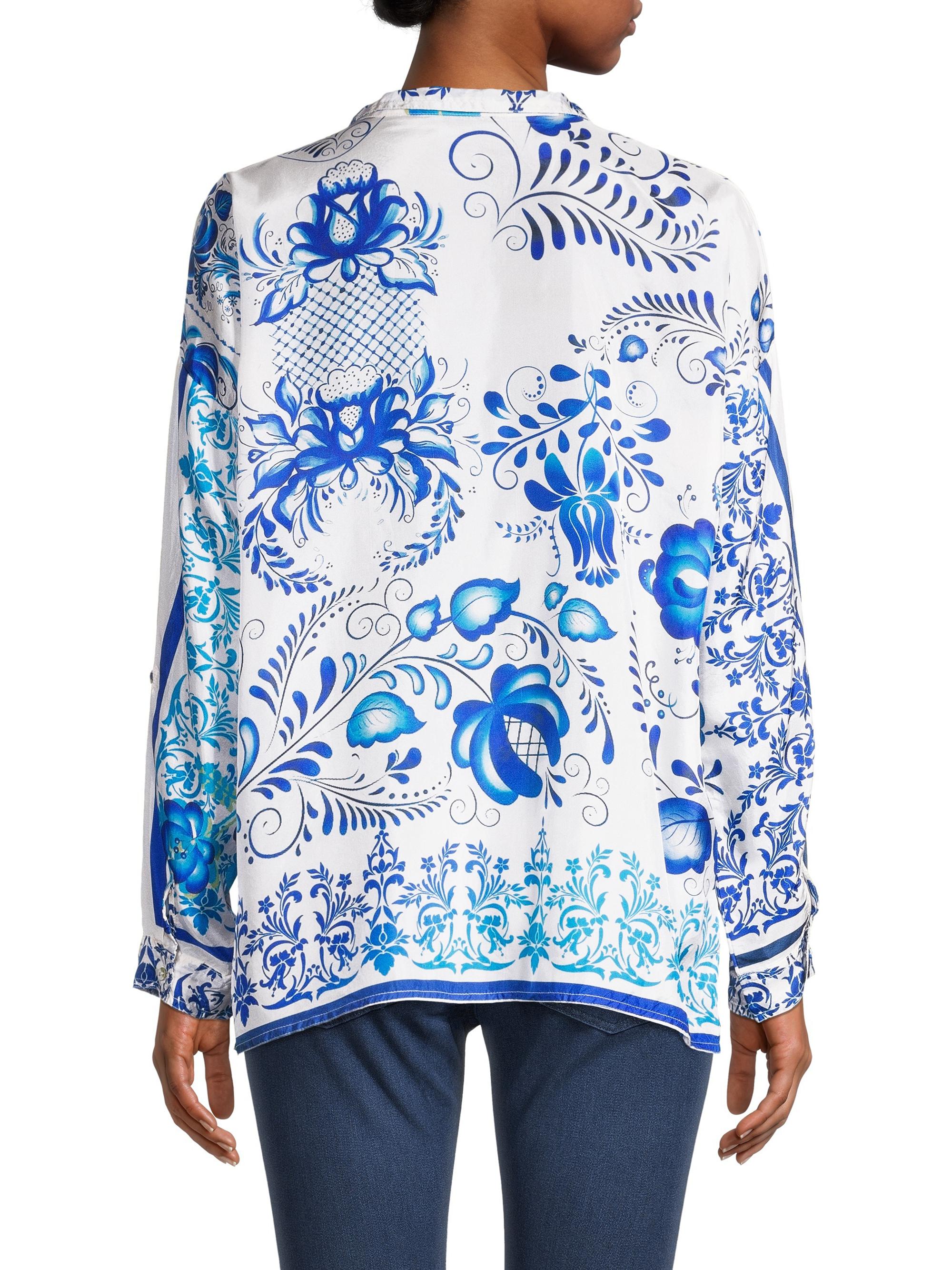 Shop Johnny Was Farrow Seline Floral Button-Front Blouse | Saks Fifth ...