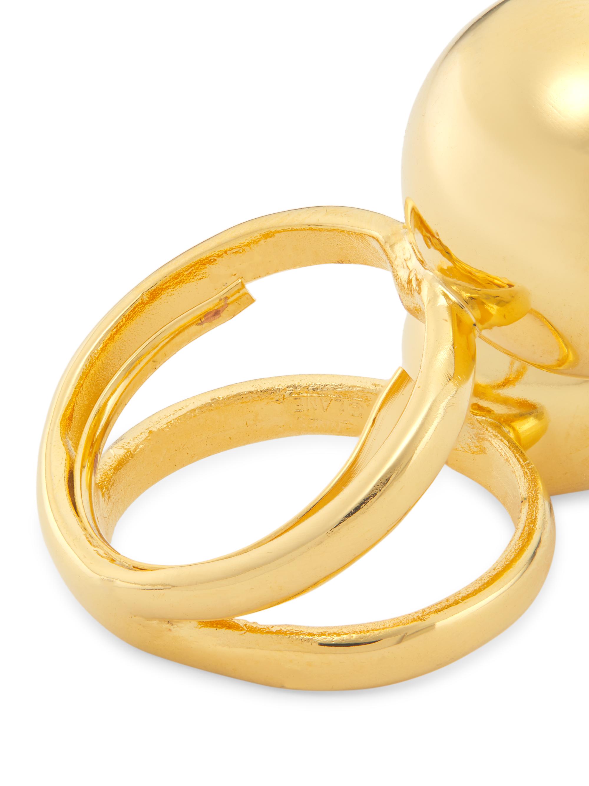 Shop Kenneth Jay Lane 22K-Gold-Plated Double-Sphere Ring | Saks Fifth ...