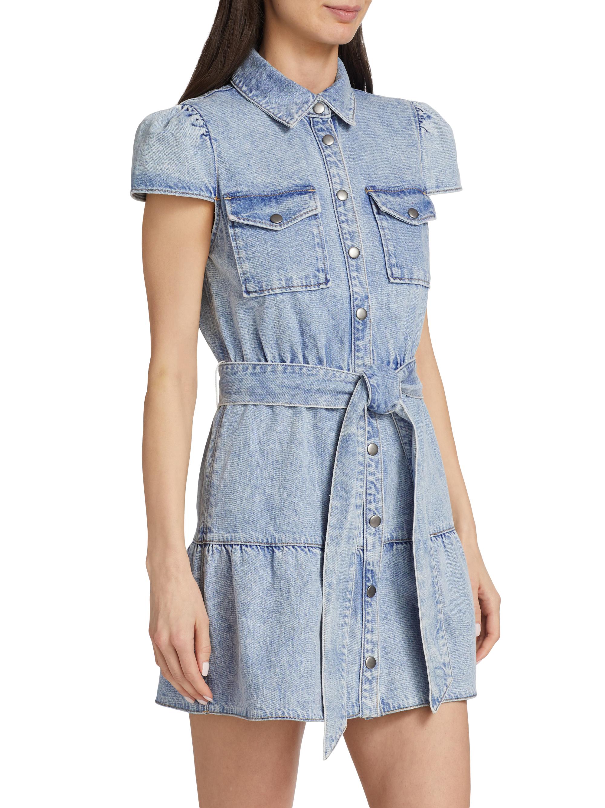 Shop Alice + Olivia Miranda Denim Minidress | Saks Fifth Avenue