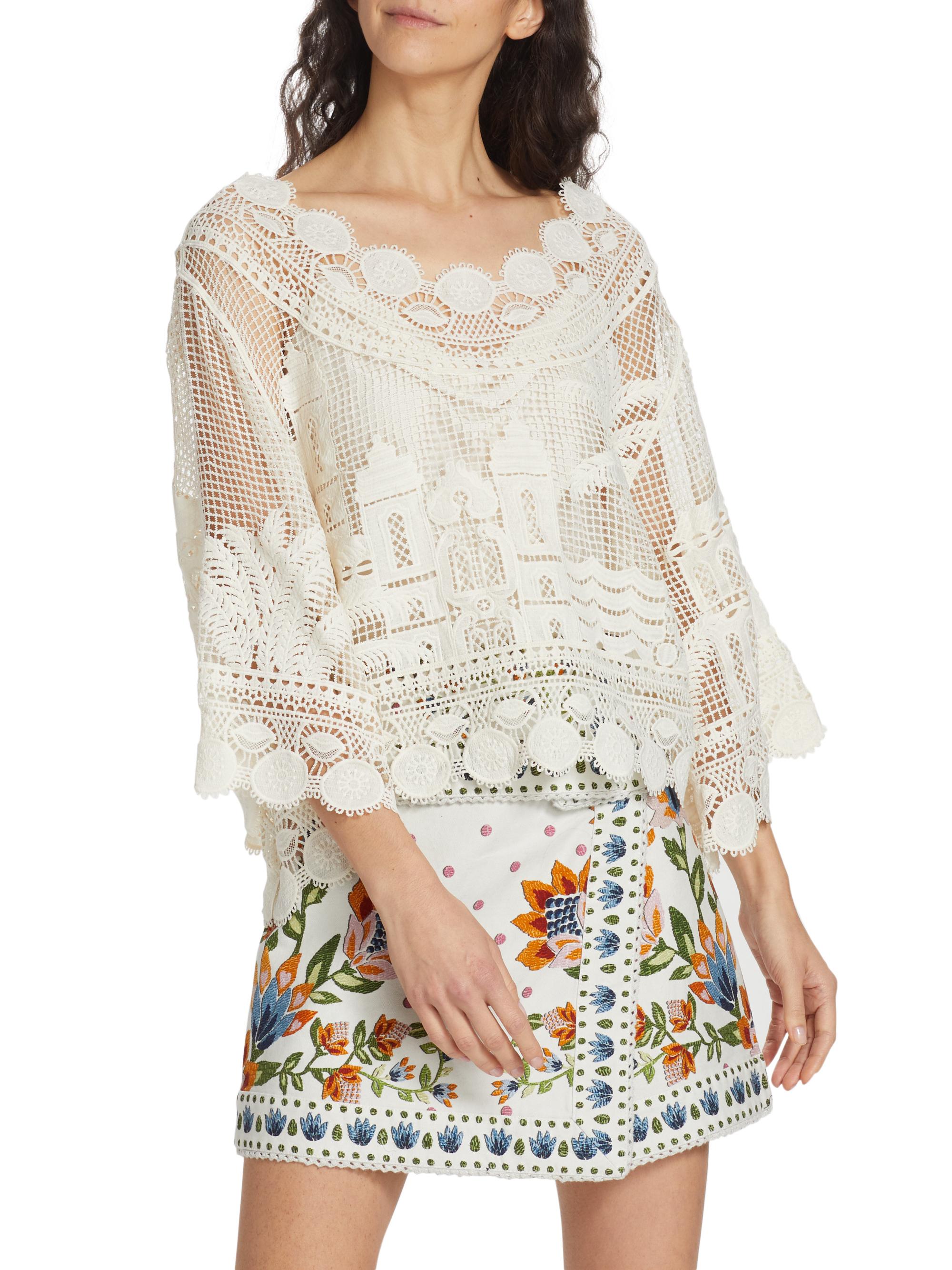 Shop Farm Rio Morada Boa Off-The-Shoulder Guipire Blouse | Saks Fifth ...