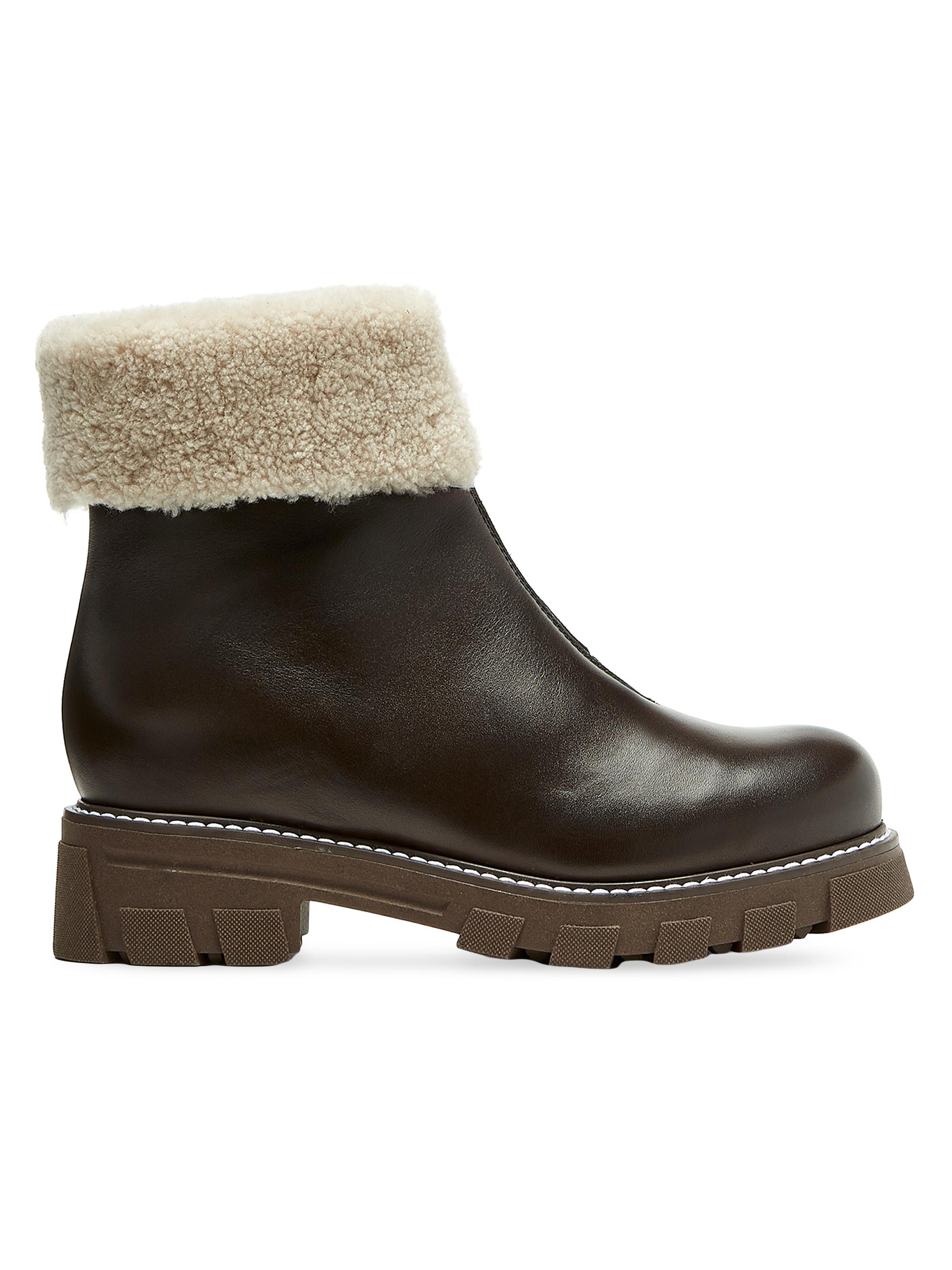 Shop La Canadienne Abba 38MM Leather & Shearling Lug-Sole Boots | Saks ...
