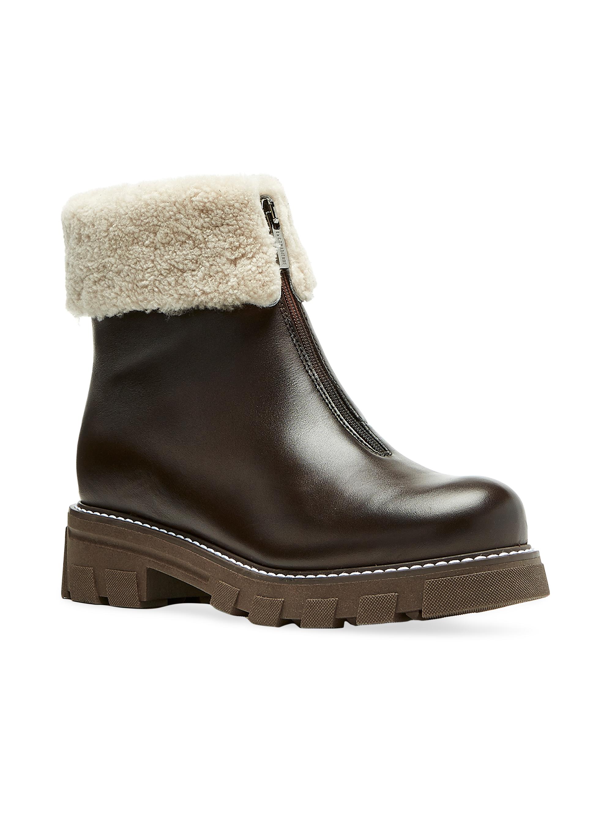 Shop La Canadienne Abba 38MM Leather & Shearling Lug-Sole Boots | Saks ...