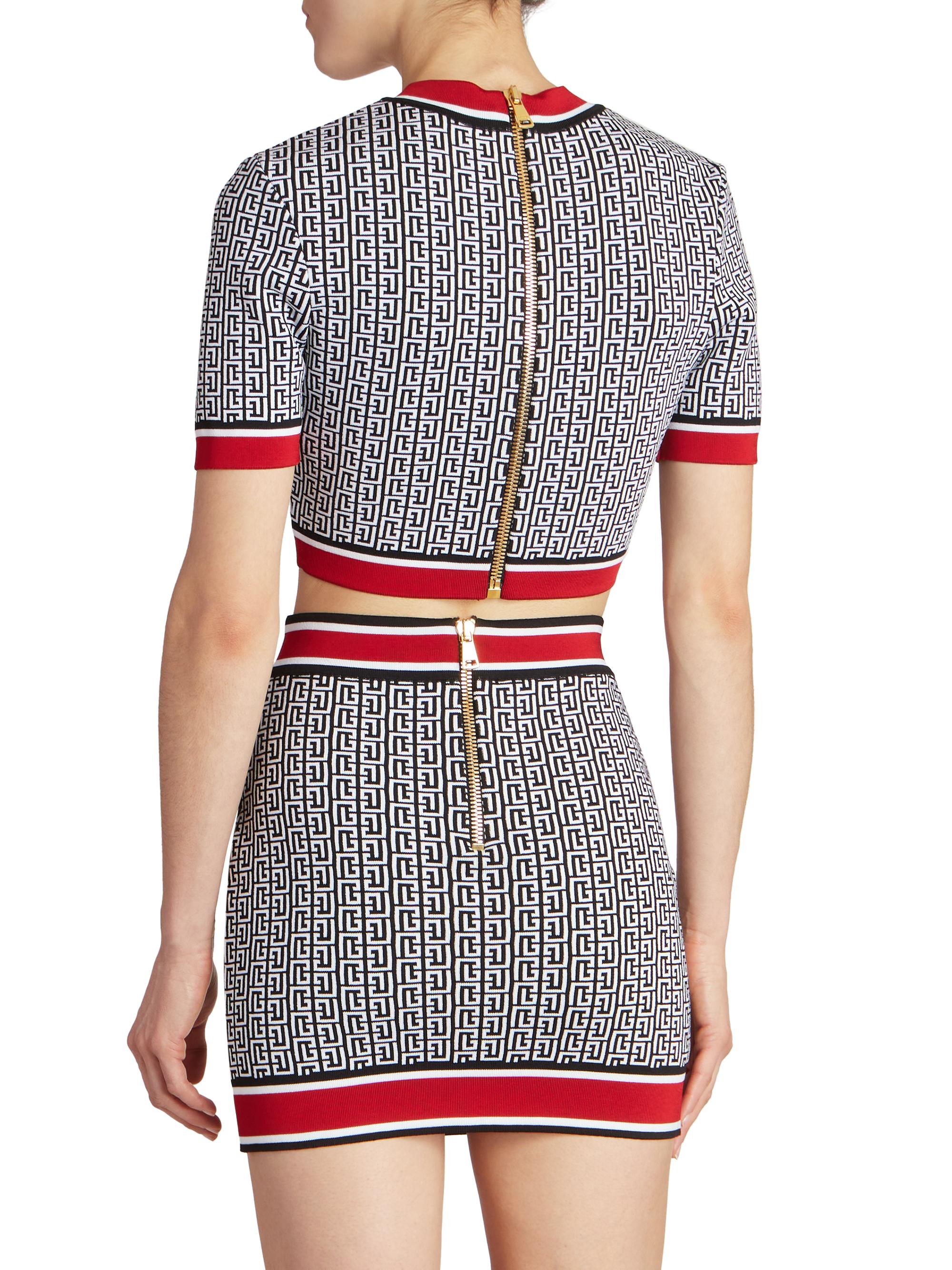 Shop Balmain Knit Monogrammed Crop Top | Saks Fifth Avenue