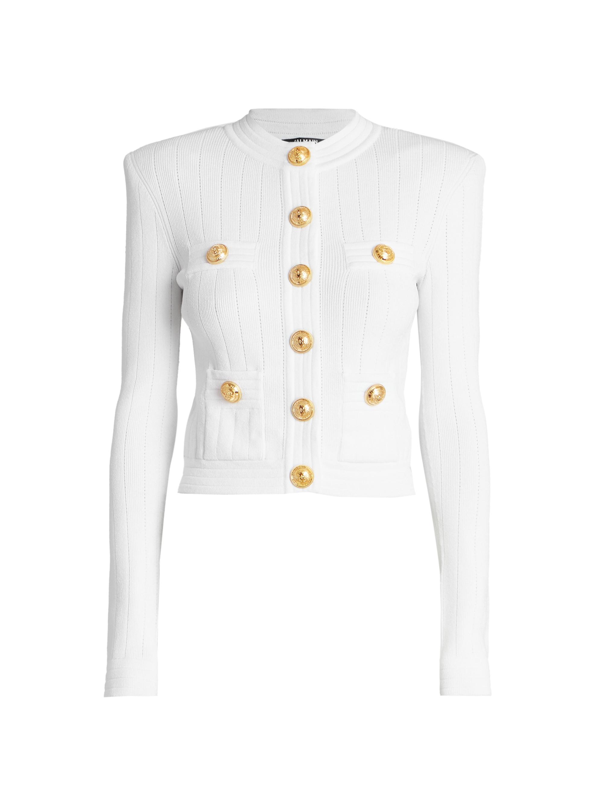 Shop Balmain Buttoned Rib-Knit Cardigan | Saks Fifth Avenue