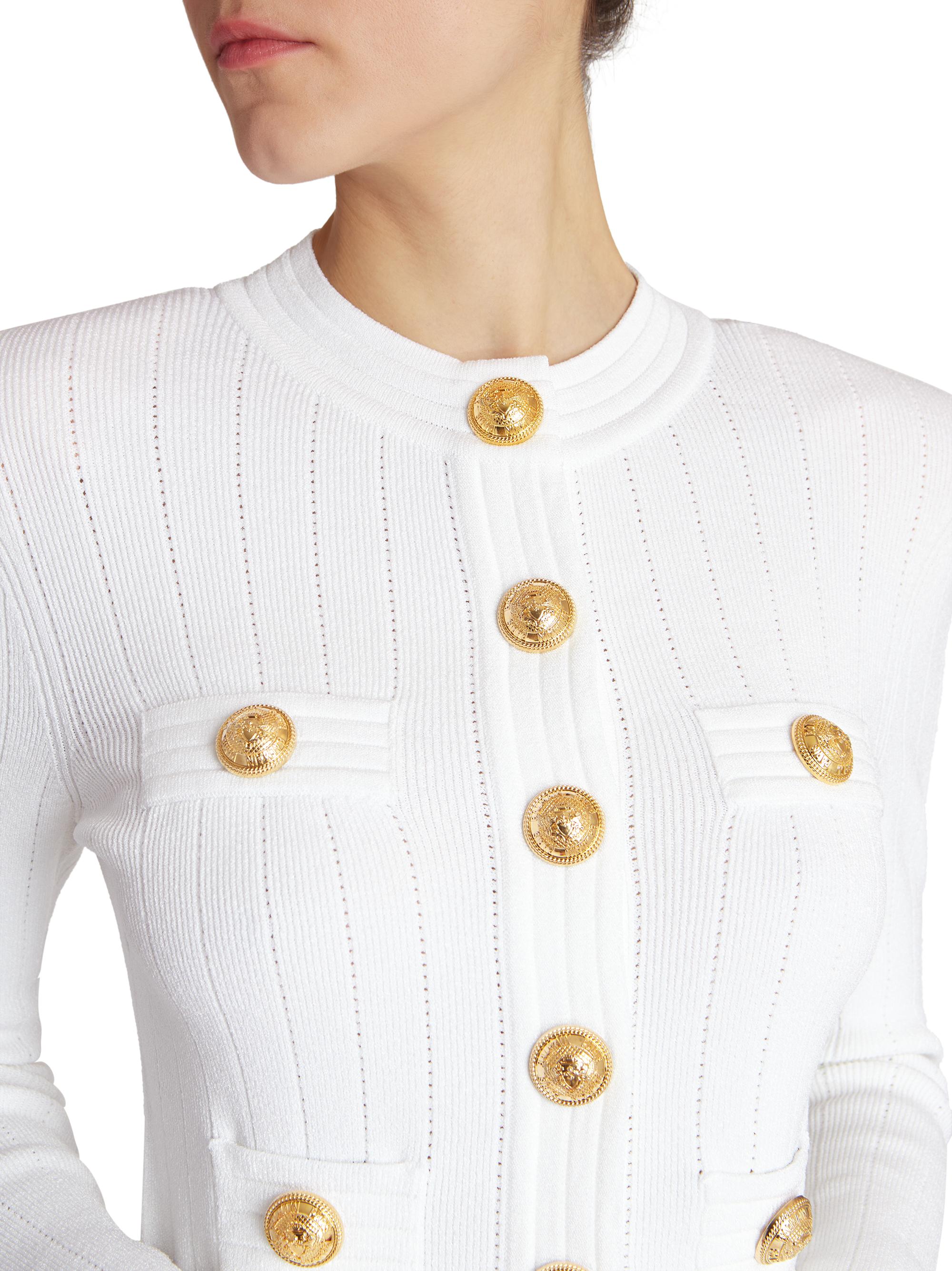 Shop Balmain Buttoned Rib-Knit Cardigan | Saks Fifth Avenue