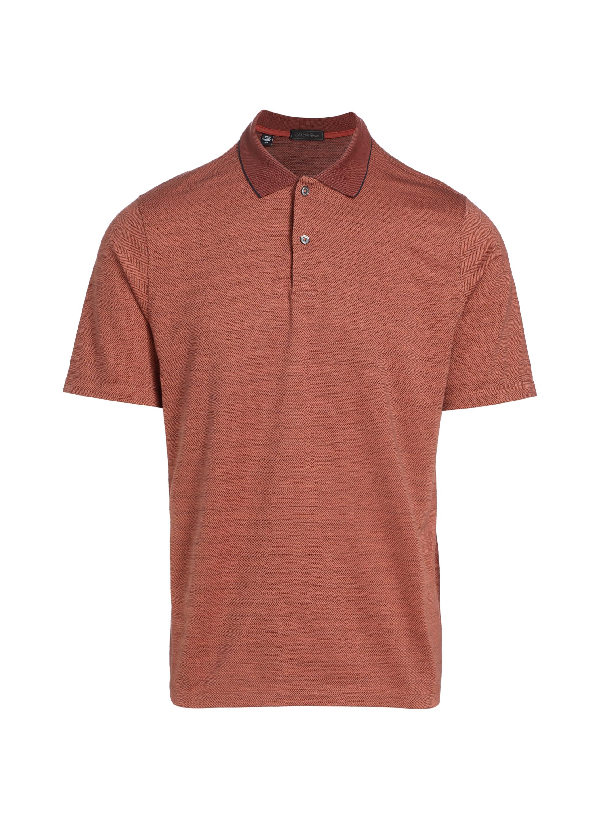 Shop Saks Fifth Avenue COLLECTION Chevron Polo Shirt | Saks Fifth Avenue