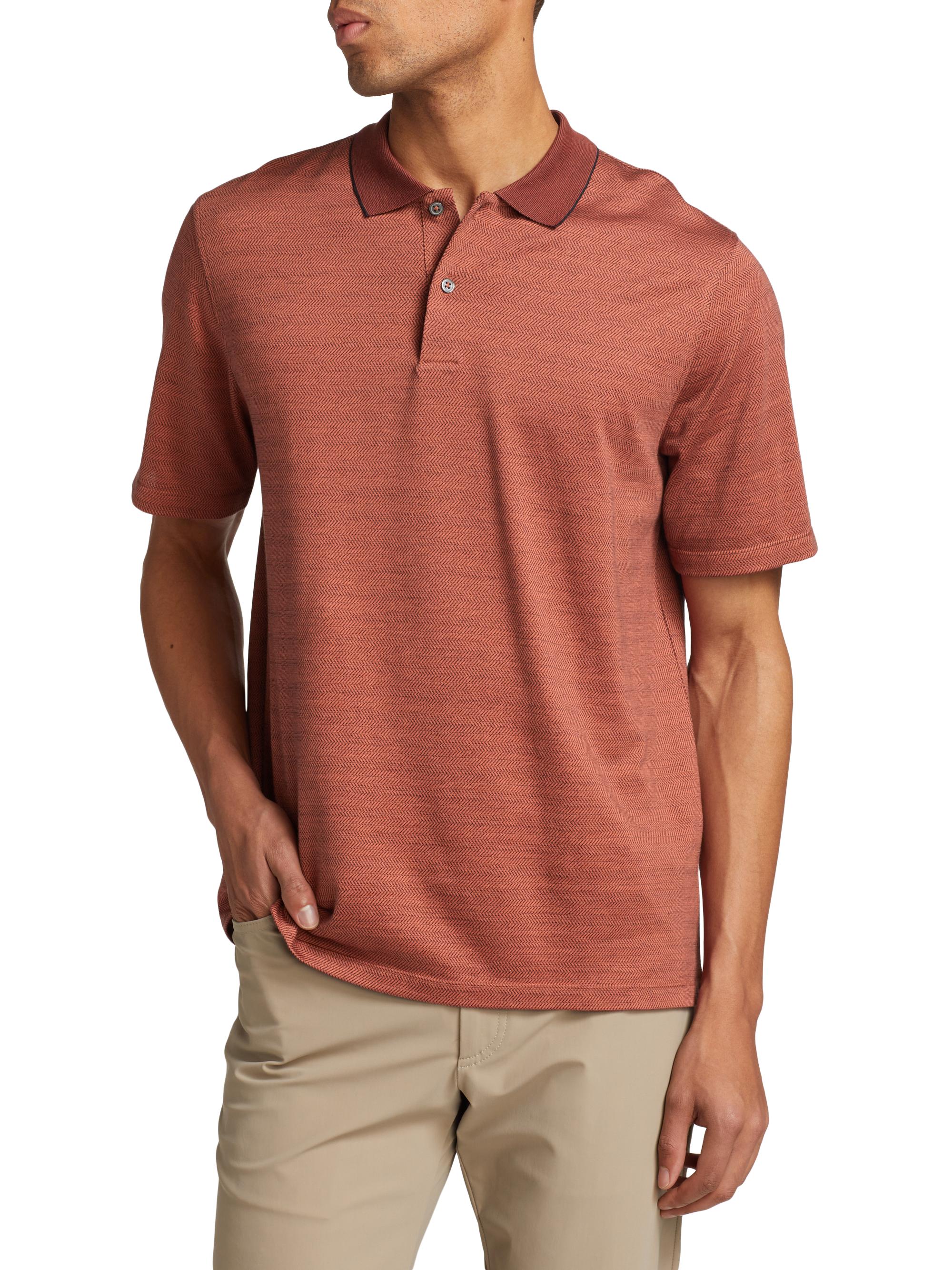 Shop Saks Fifth Avenue COLLECTION Chevron Polo Shirt | Saks Fifth Avenue