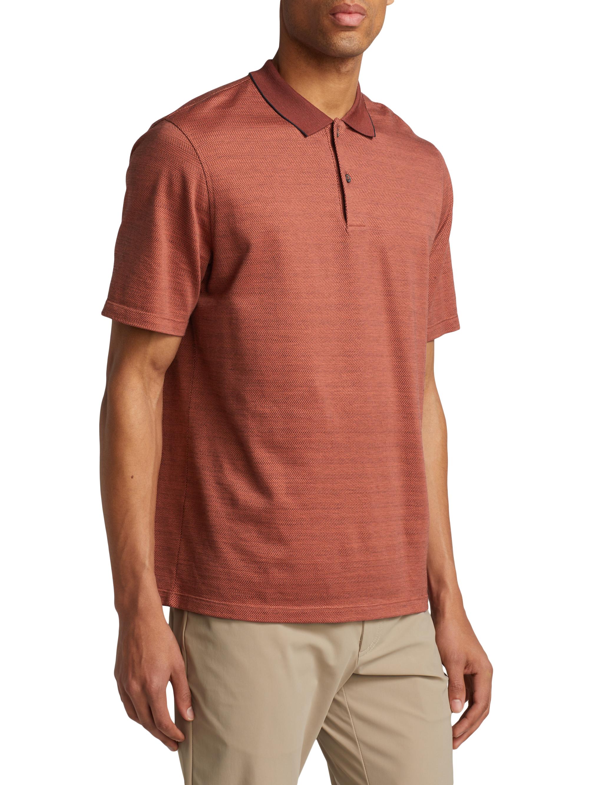 Shop Saks Fifth Avenue COLLECTION Chevron Polo Shirt | Saks Fifth Avenue