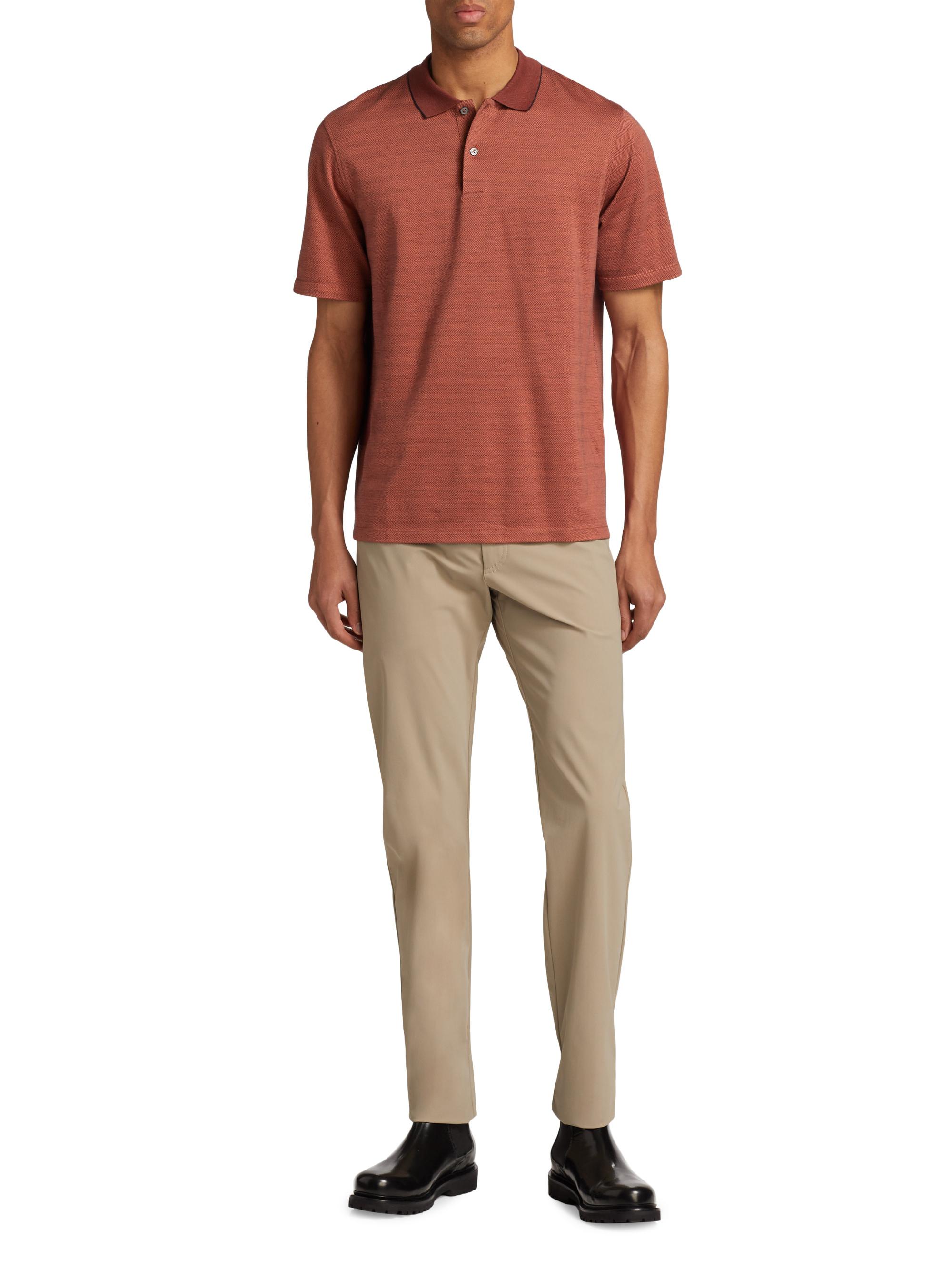 Shop Saks Fifth Avenue COLLECTION Chevron Polo Shirt | Saks Fifth Avenue