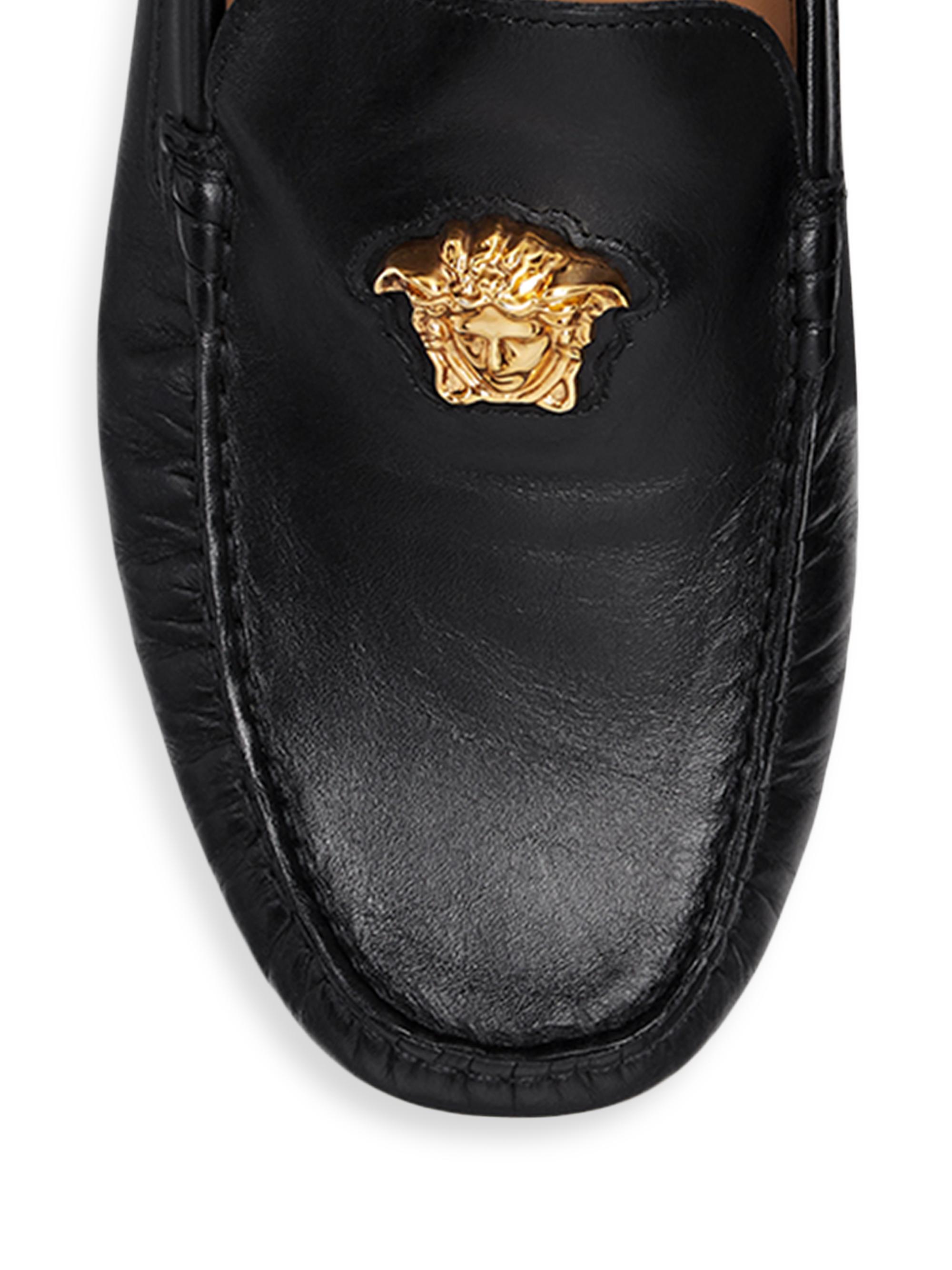 Shop Versace Leather Driving Loafers | Saks Fifth Avenue