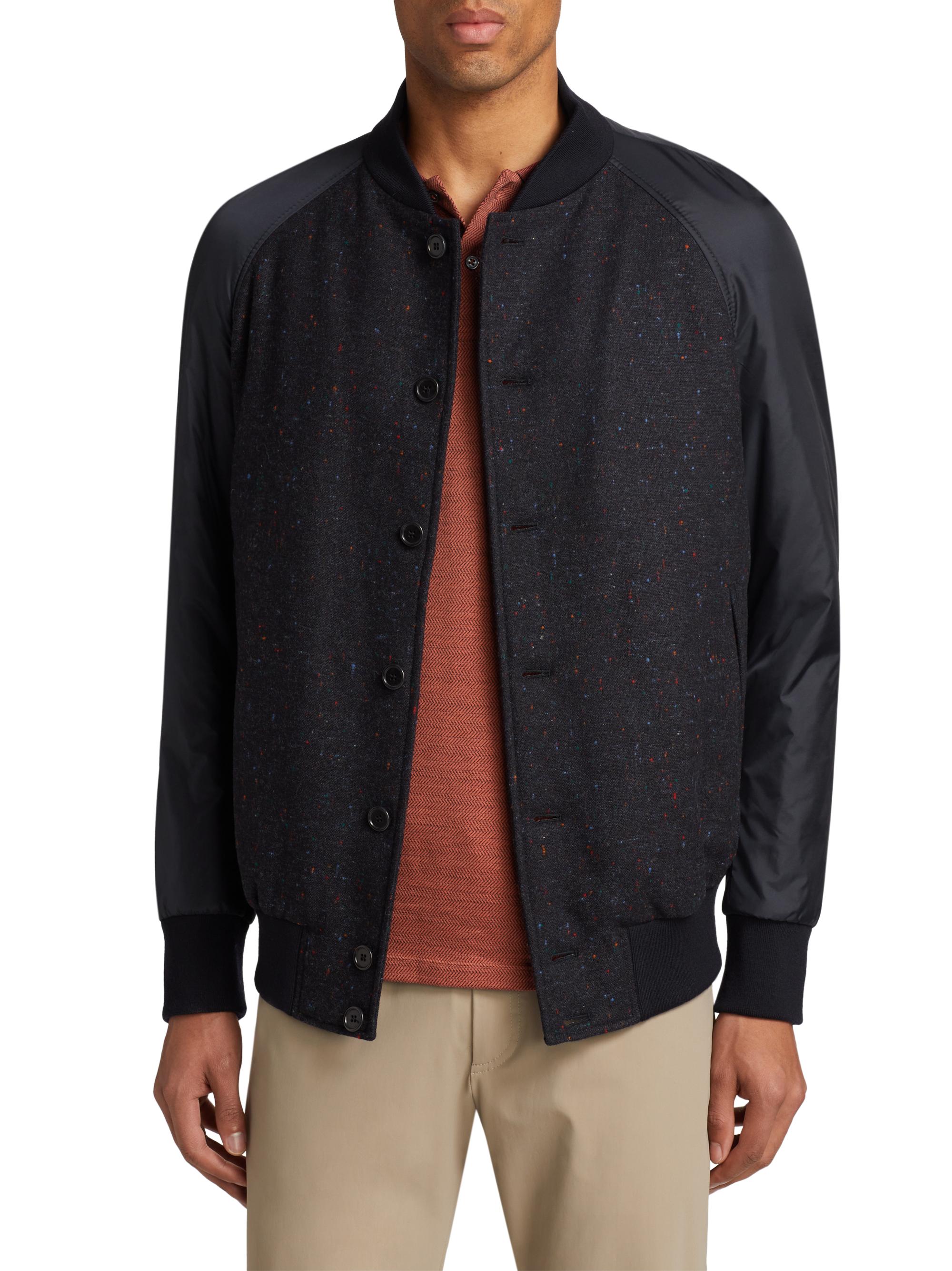 Shop Saks Fifth Avenue COLLECTION Nep Wool Bomber Jacket | Saks Fifth Avenue