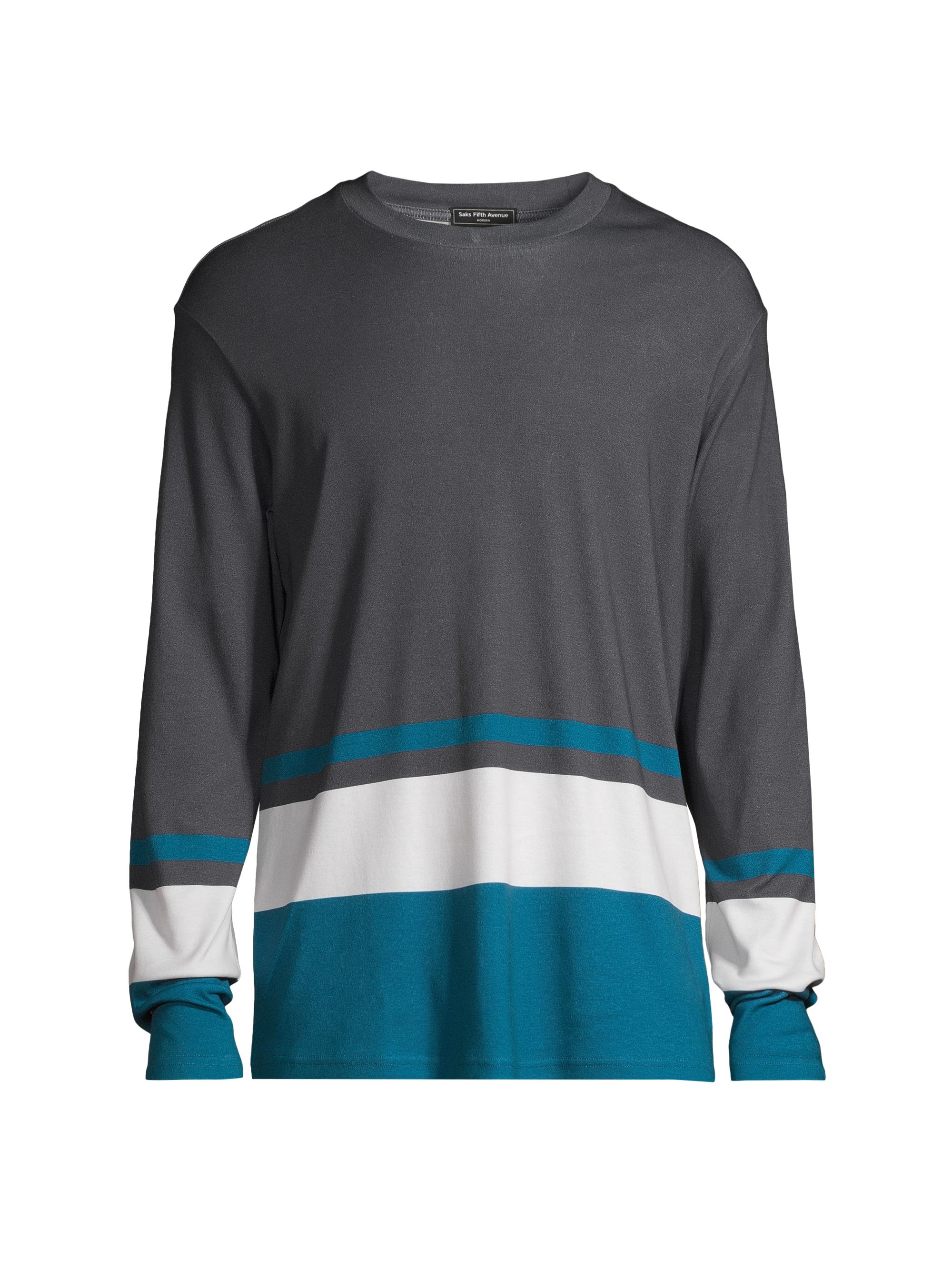 Shop Saks Fifth Avenue Slim-Fit Varsity Stripe Long-Sleeve T-Shirt ...