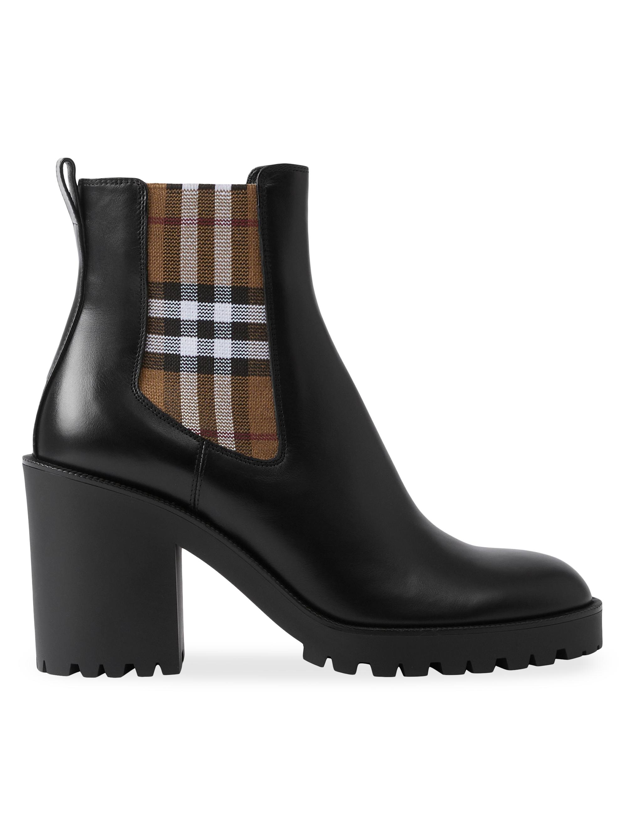 Shop Burberry Allostock Leather 70MM Chelsea Booties | Saks Fifth Avenue
